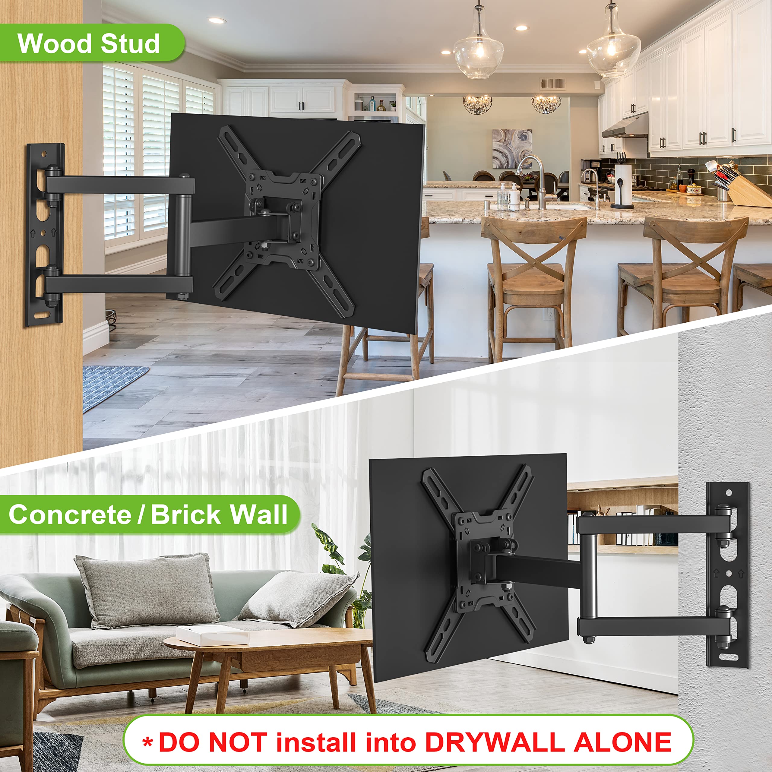 Snapklik.com : Full Motion Monitor TV Wall Mount Bracket Most 13-42 ...