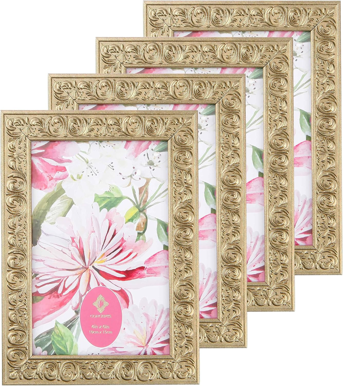 Amazon.com - Concepts 4x6 Set Of 4 Gold Ornate Vintage Resin Picture ...