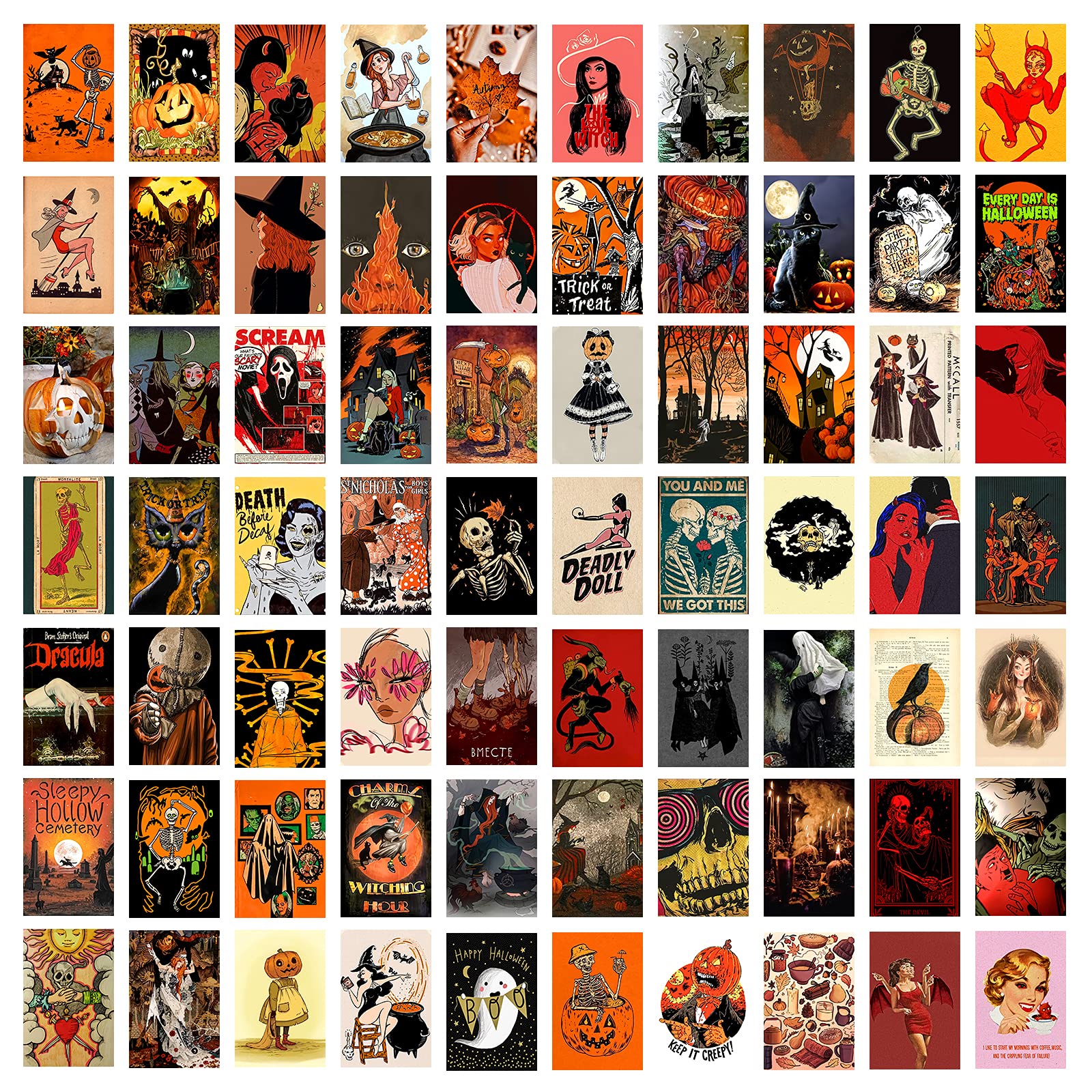 Halloween Aesthetic Wall Collage Kit 70 Pc Witch Room Decor ...