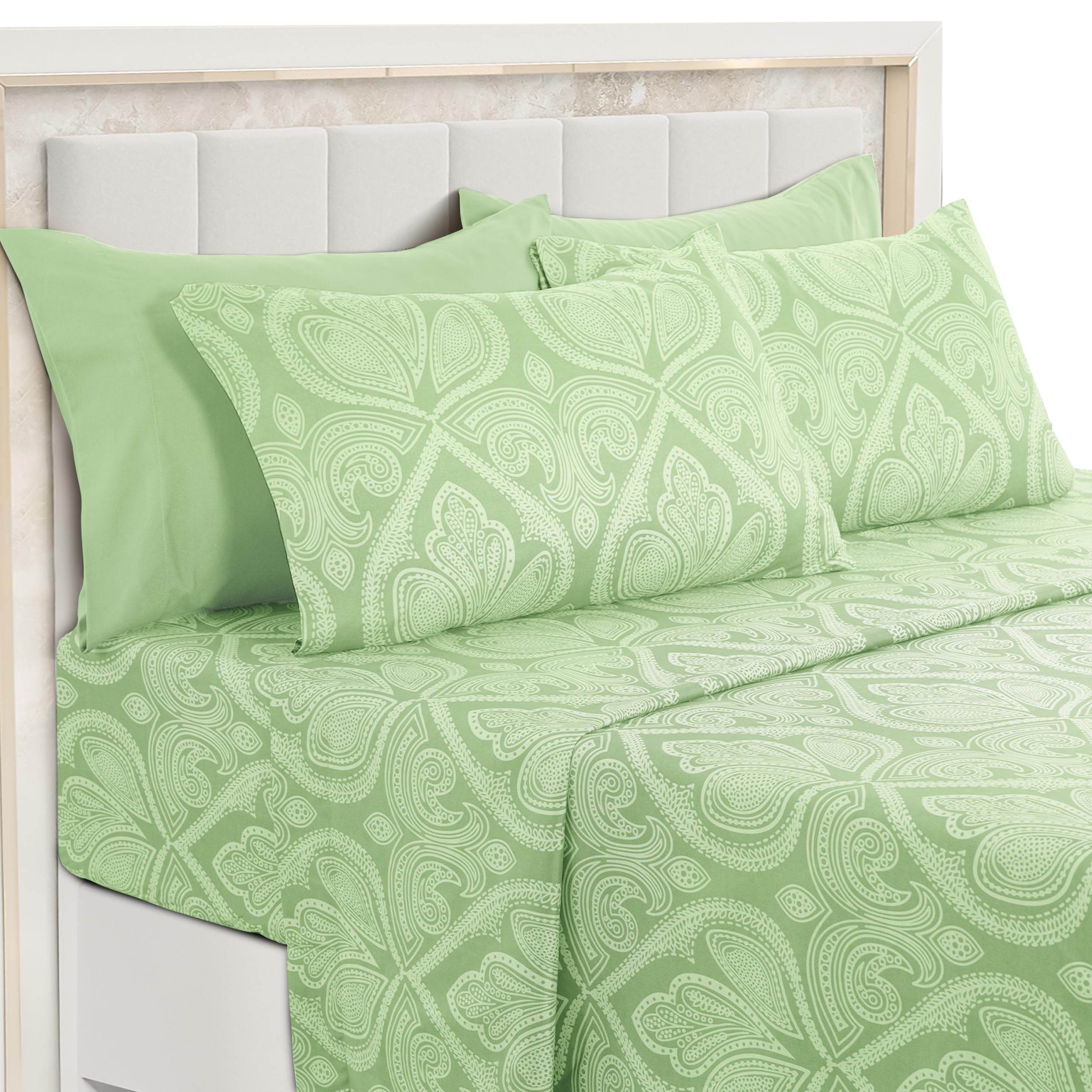 Amazon.com: LUX Decor Paisley King Sheet Set, 6 PC Soft Microfiber ...