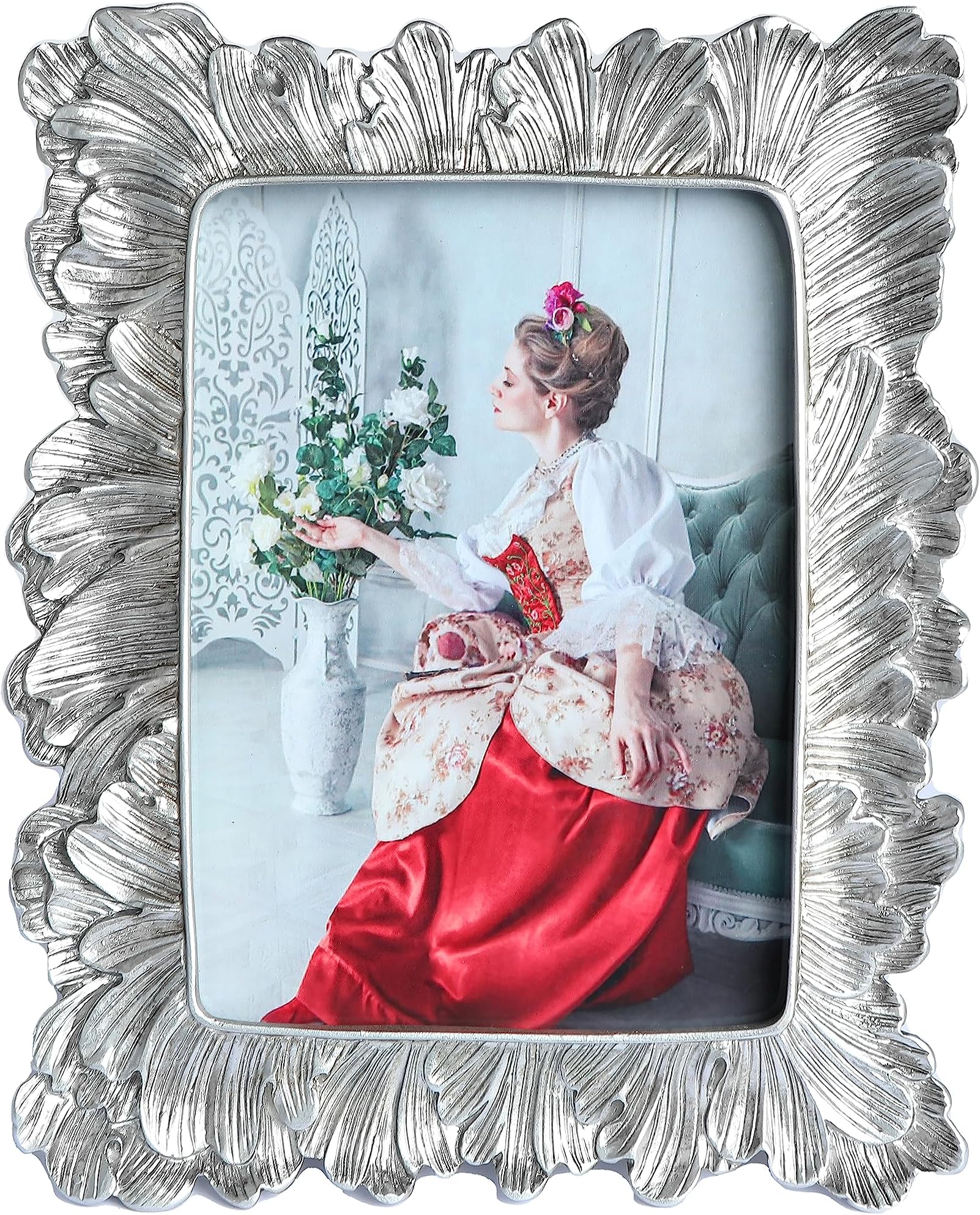 Amazon.com: MOMLKFDAY 3.5x5 Silver Picture Frames Vintage Photo Frame ...