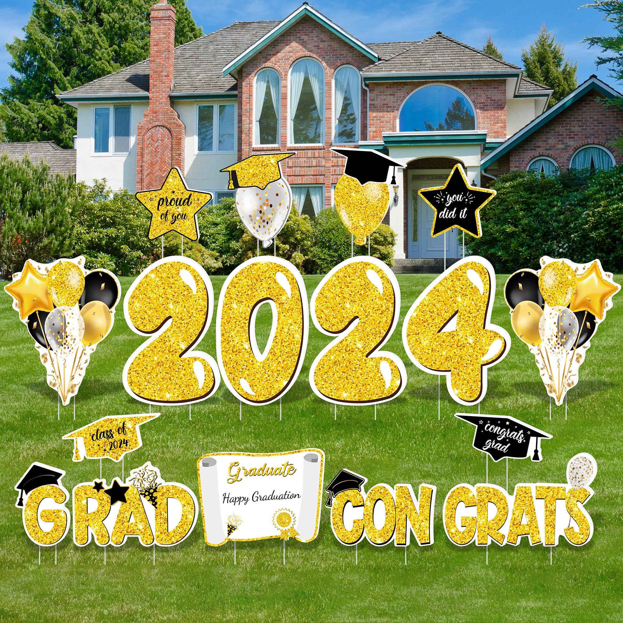 Snapklik.com : Durony 17 Pieces 2024 Congrats Grad Lawn Yard Decor ...