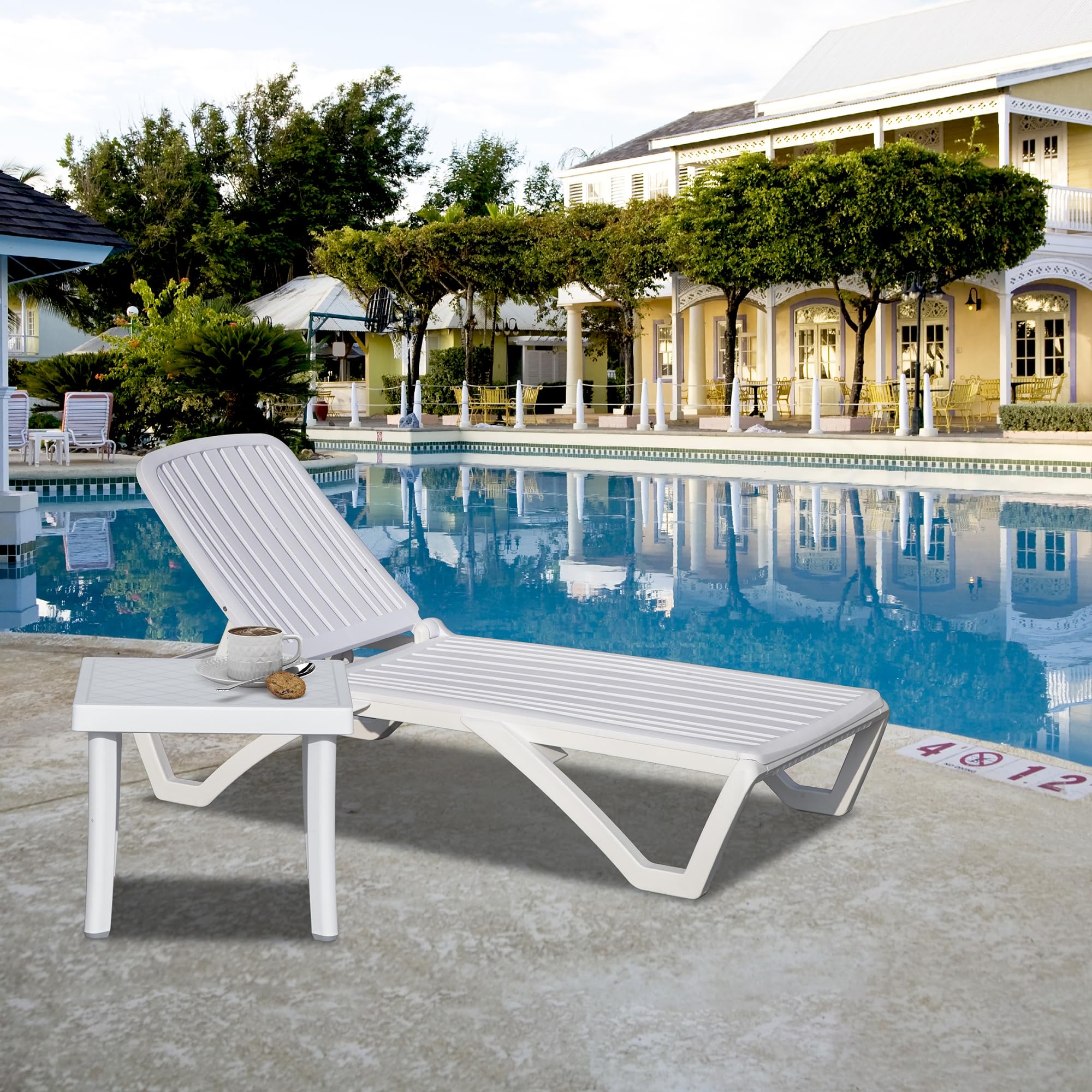 Amazon.com: Domi Outdoor Chaise Lounge, Pool Lounge Chair Plastic ...