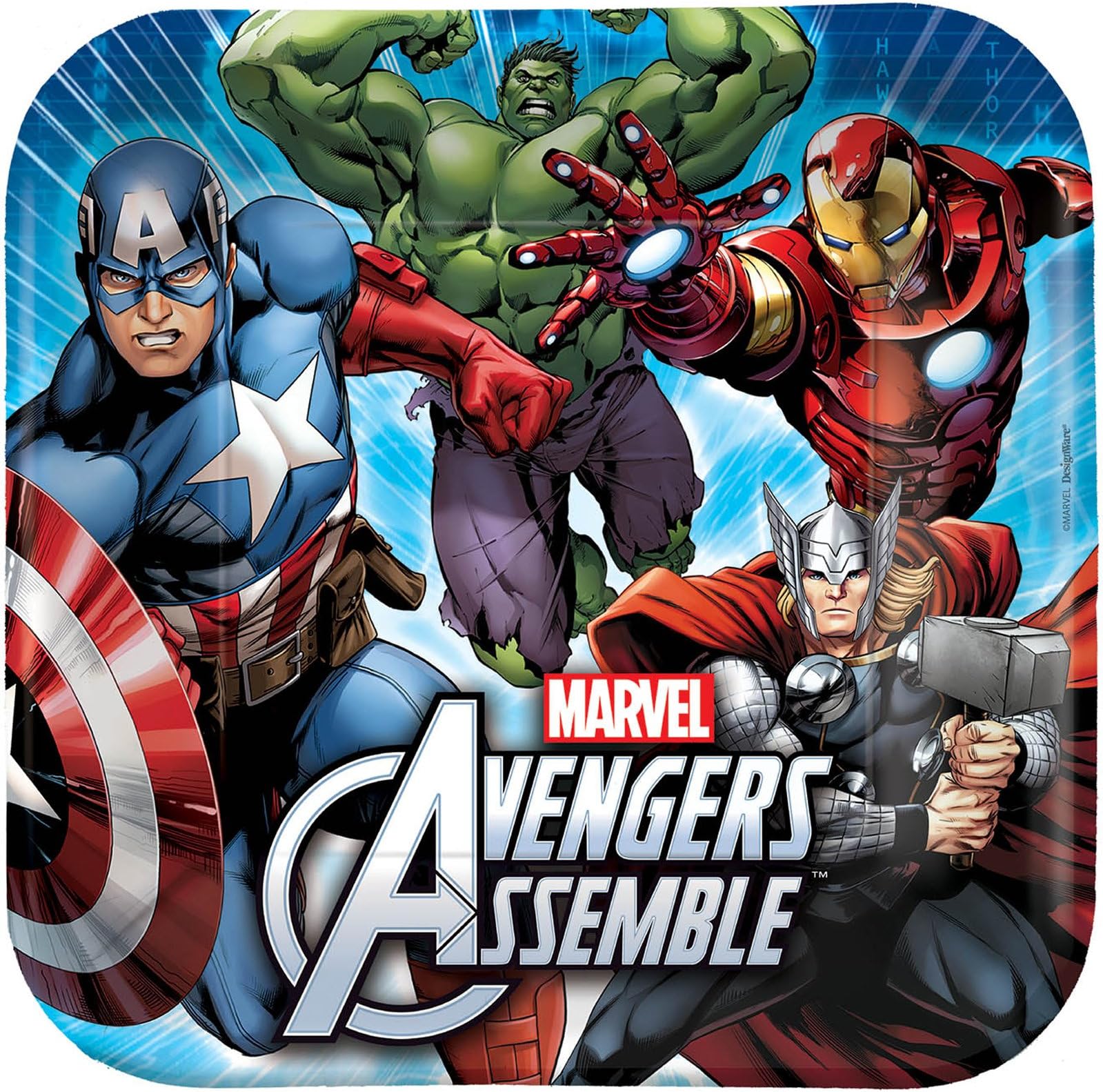 Amazon.com: Marvel Avengers Powers Unite Round Plates, 7" (8-Pack ...
