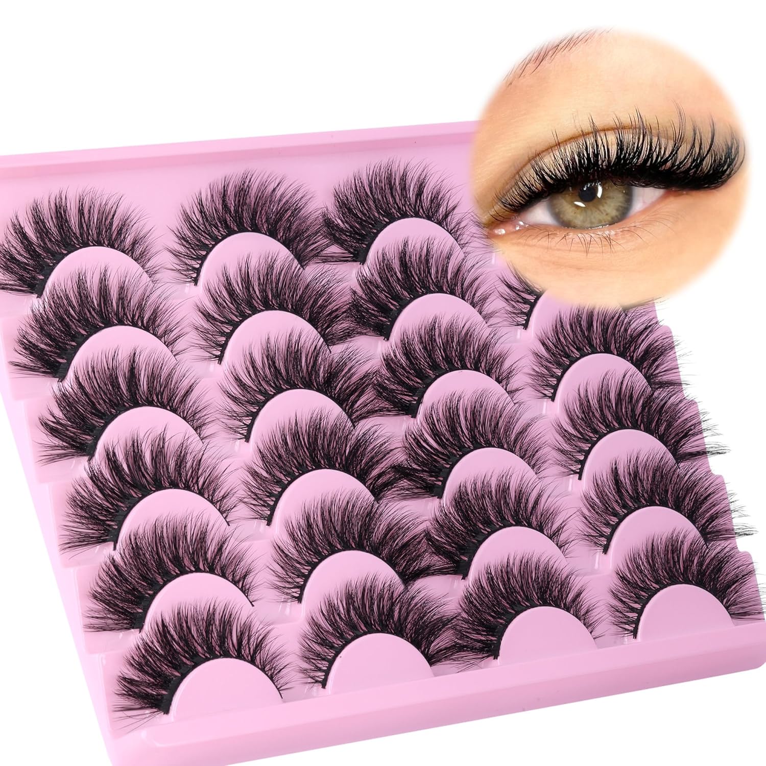 Amazon.com: Fluffy Mink Lashes False Eyelashes Wispy Lashes Natural ...