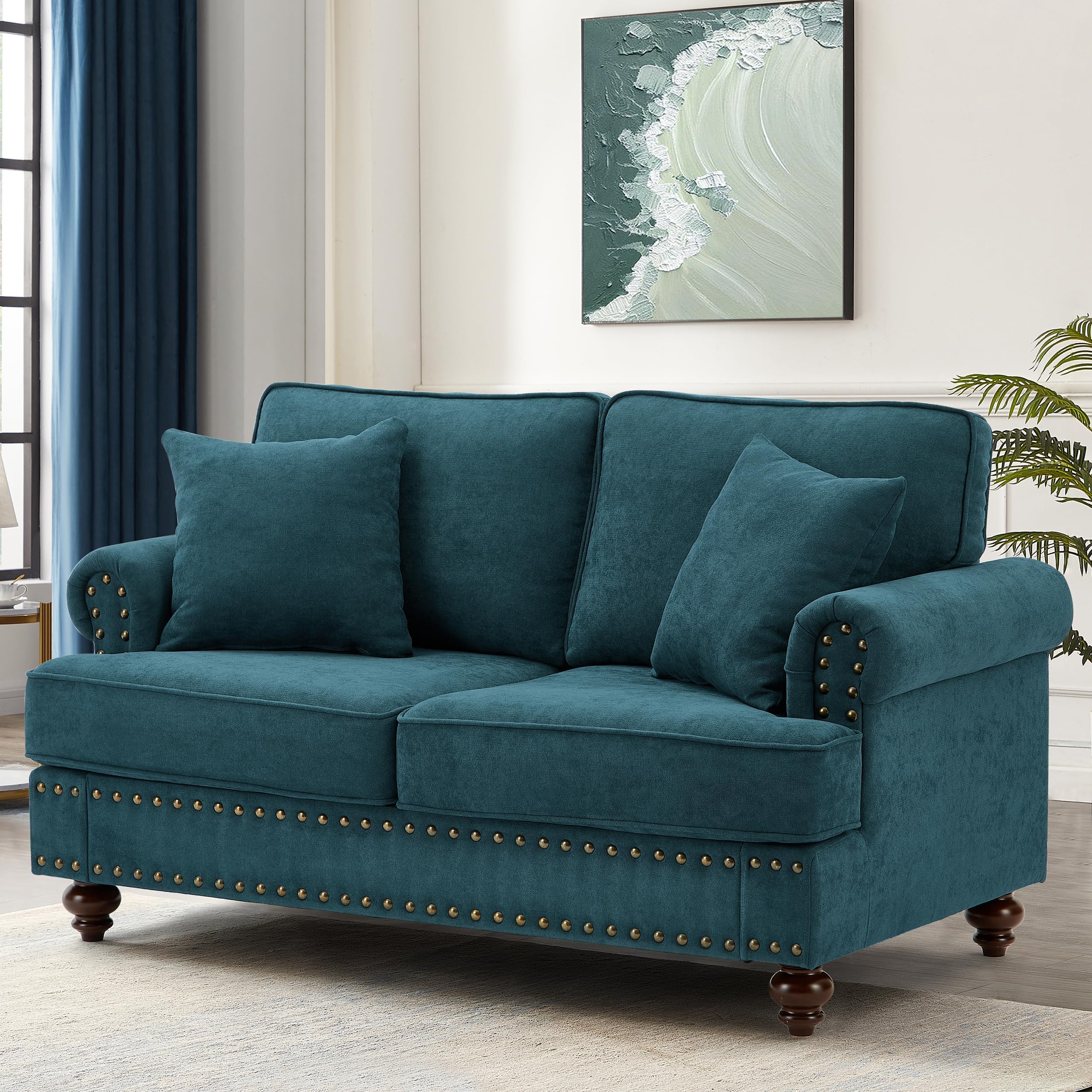 Amazon.com: Asucoora Rolled Arm Chenille Upholstered Loveseat, 2-Seater ...