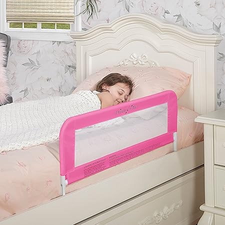 Amazon.com : Dream On Me Adjustable Mesh Bed Rail in Pink, Two Height ...