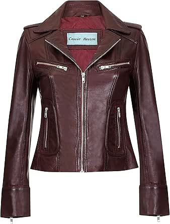 'Rider' Ladies Oxblood Cherry RED Biker Motorcycle Style Soft Real Nappa Leather Jacket 9823 at ...