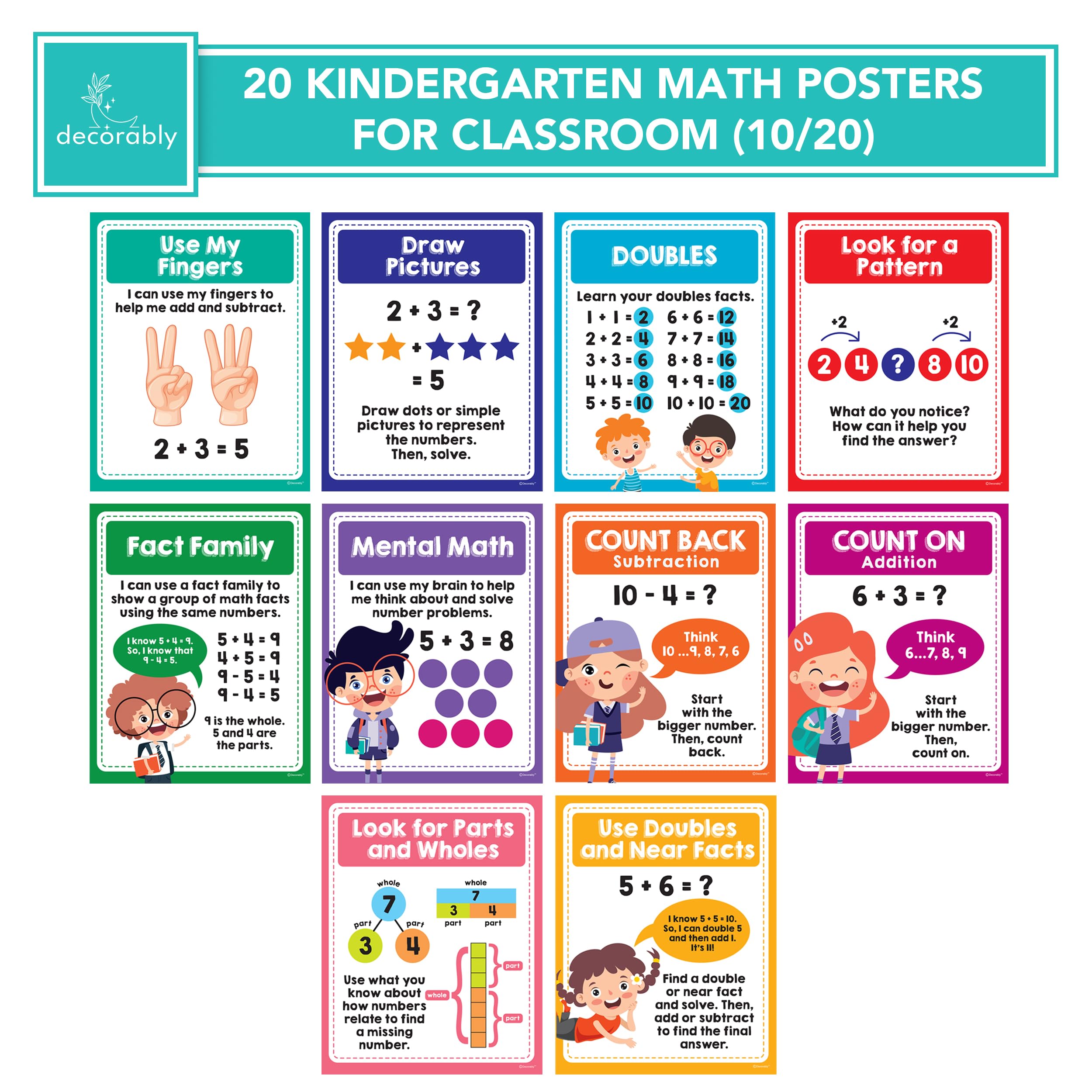Snapklik.com : Decorably 20 Vibrant-Themed Math Posters For Elementary ...