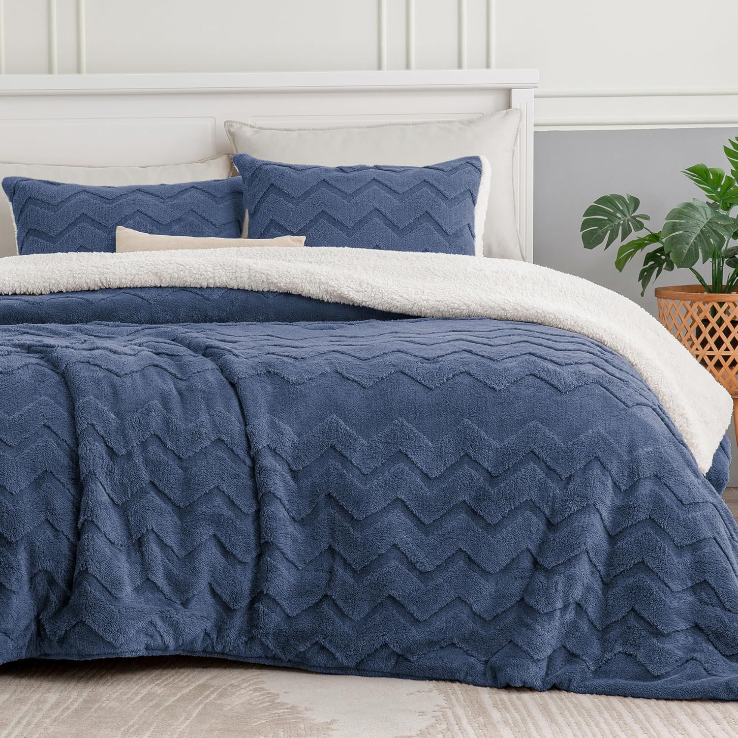 Amazon Bedelite Fluffy King Size Comforter Set Super Soft Sherpa