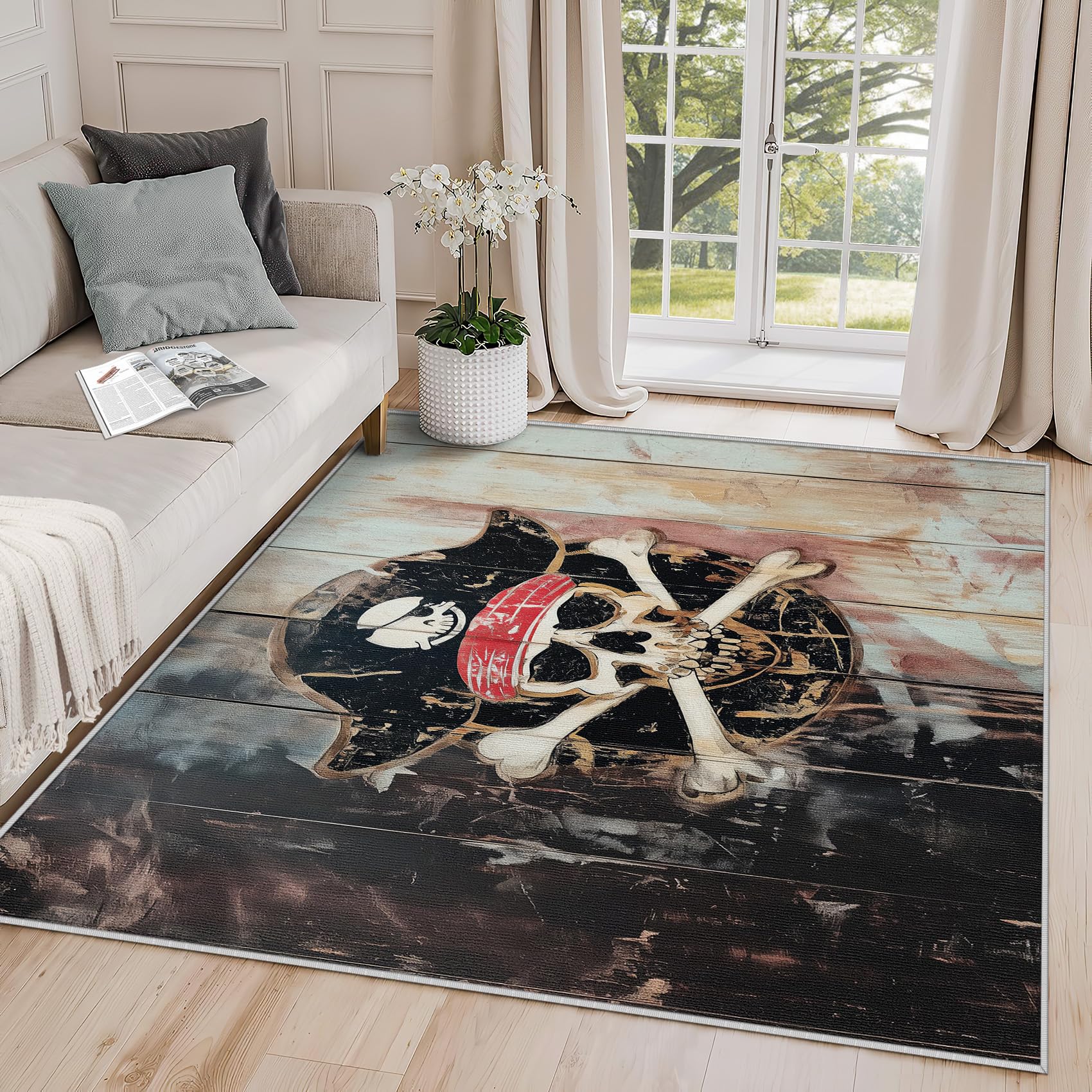 Amazon.com: Yoozitrees 2x3 Rug, Pirate Door Mat, Skull and Crossbones ...