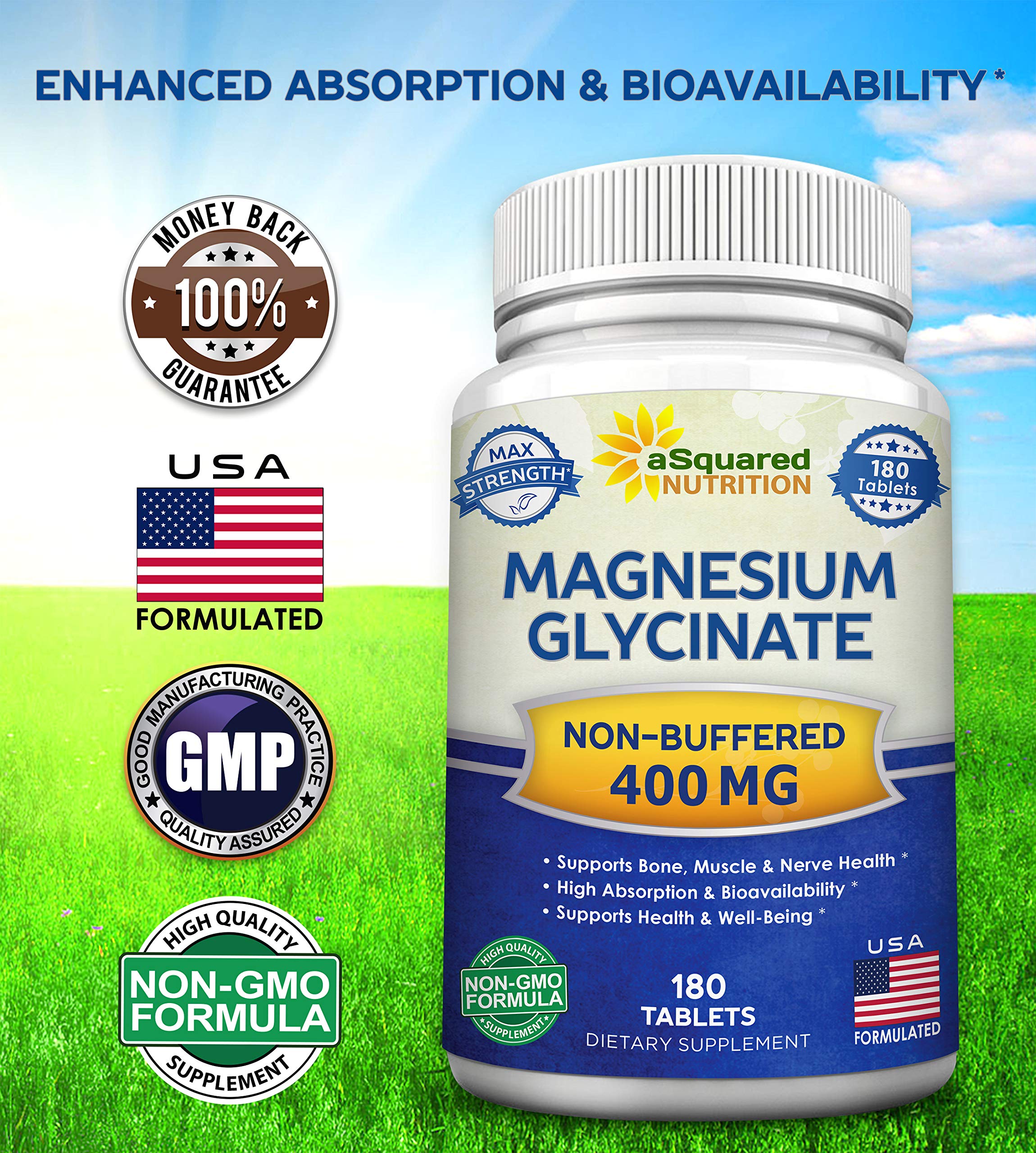 Glicinato de magnesio 400 mg - 180 tabletas - Suplemento de ...