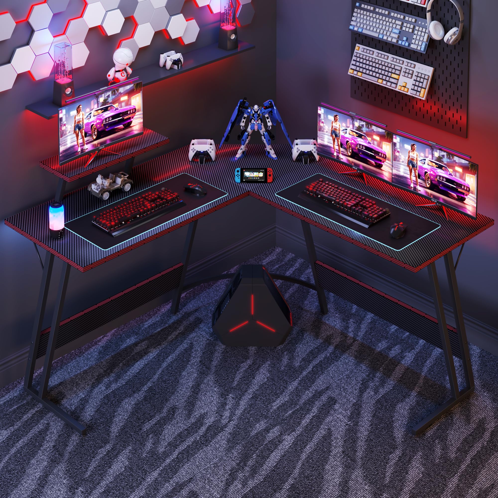 Snapklik.com : Shahoo L Shaped Gaming Desk, 51 Inch Computer Corner Table