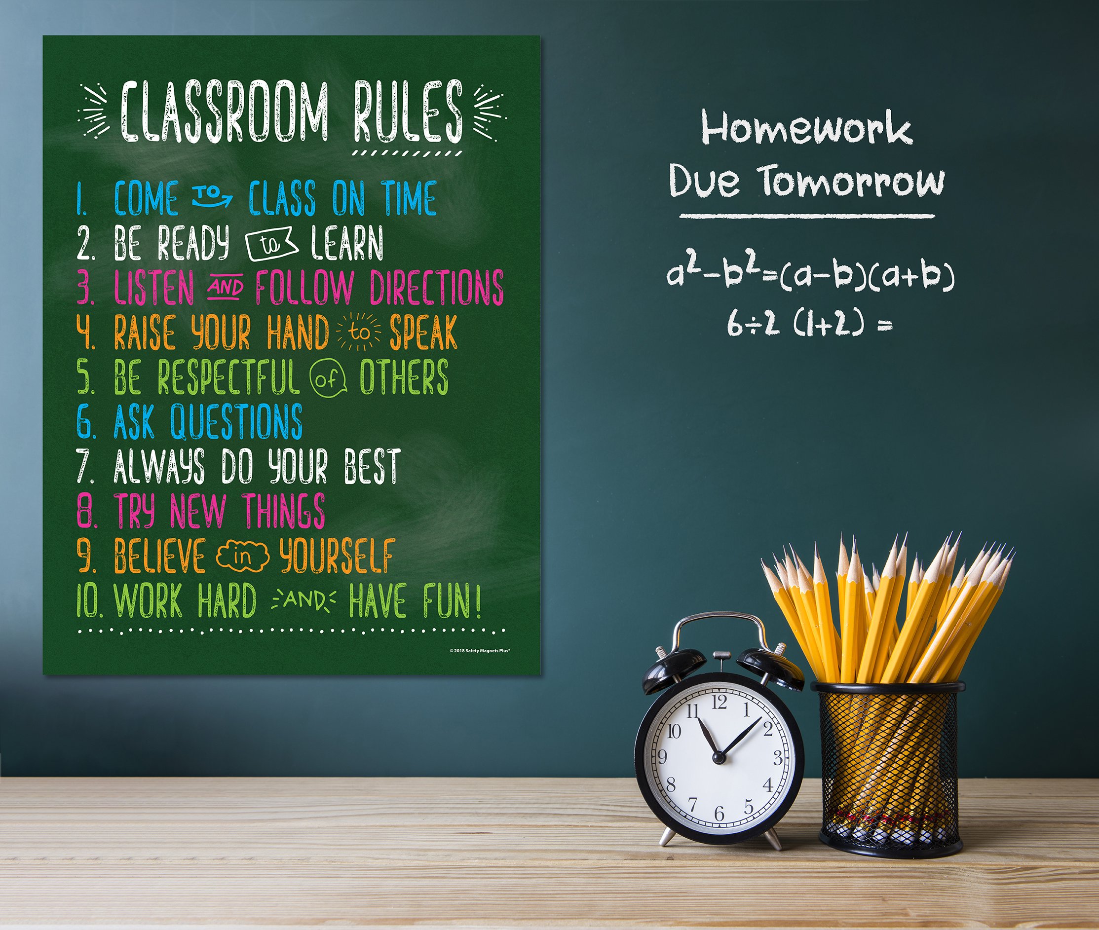 Classroom Rules Posters (2 Pack) - Laminated, 17x22 Inches - Classroom ...