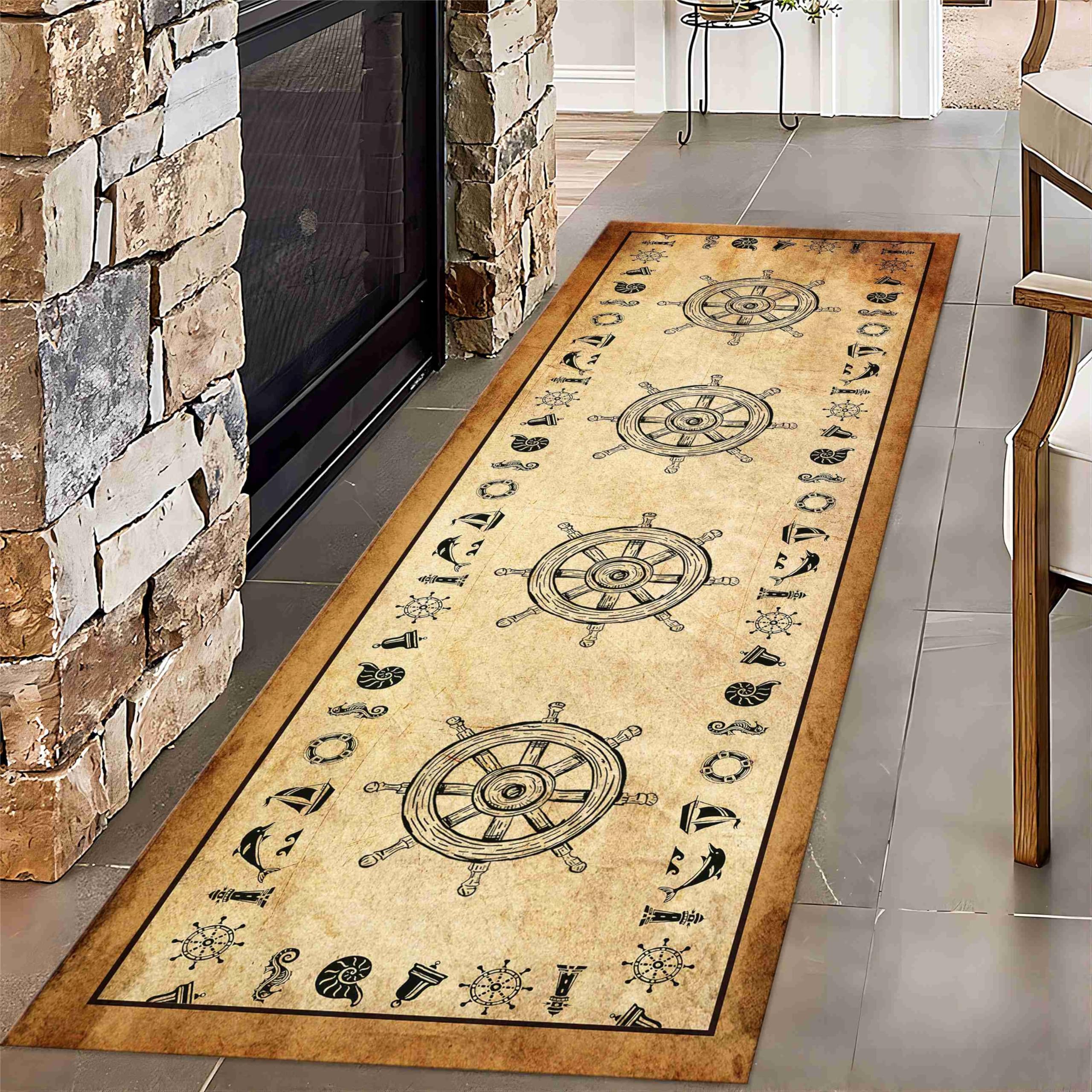 Amazon.com: Puyosvr Nautical Runner for Hallway Rug,2x7ft,Retro ...