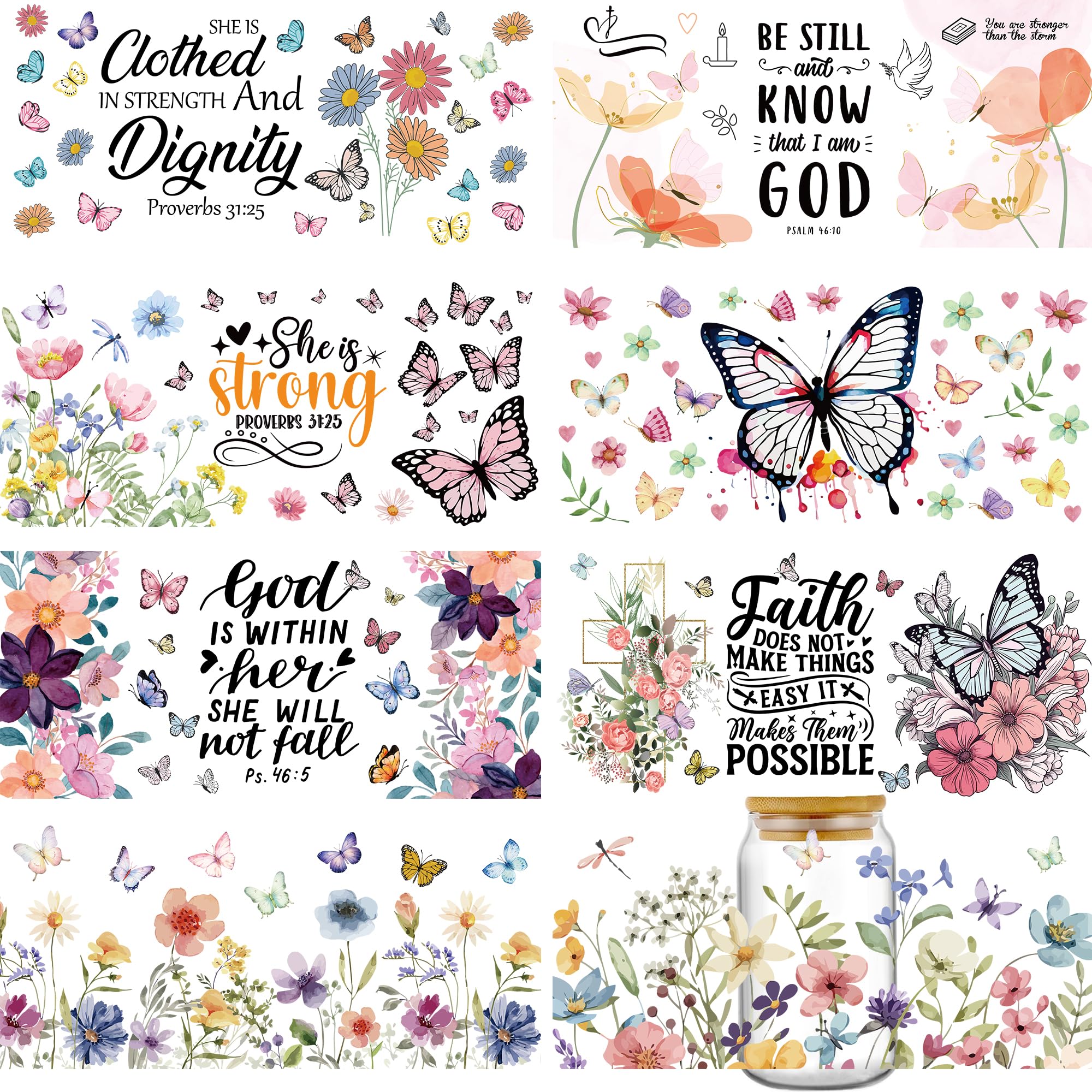 Snapklik.com : AFRITEE UV DTF Cup Wraps - 8 Sheets Bible Verse Rub On ...