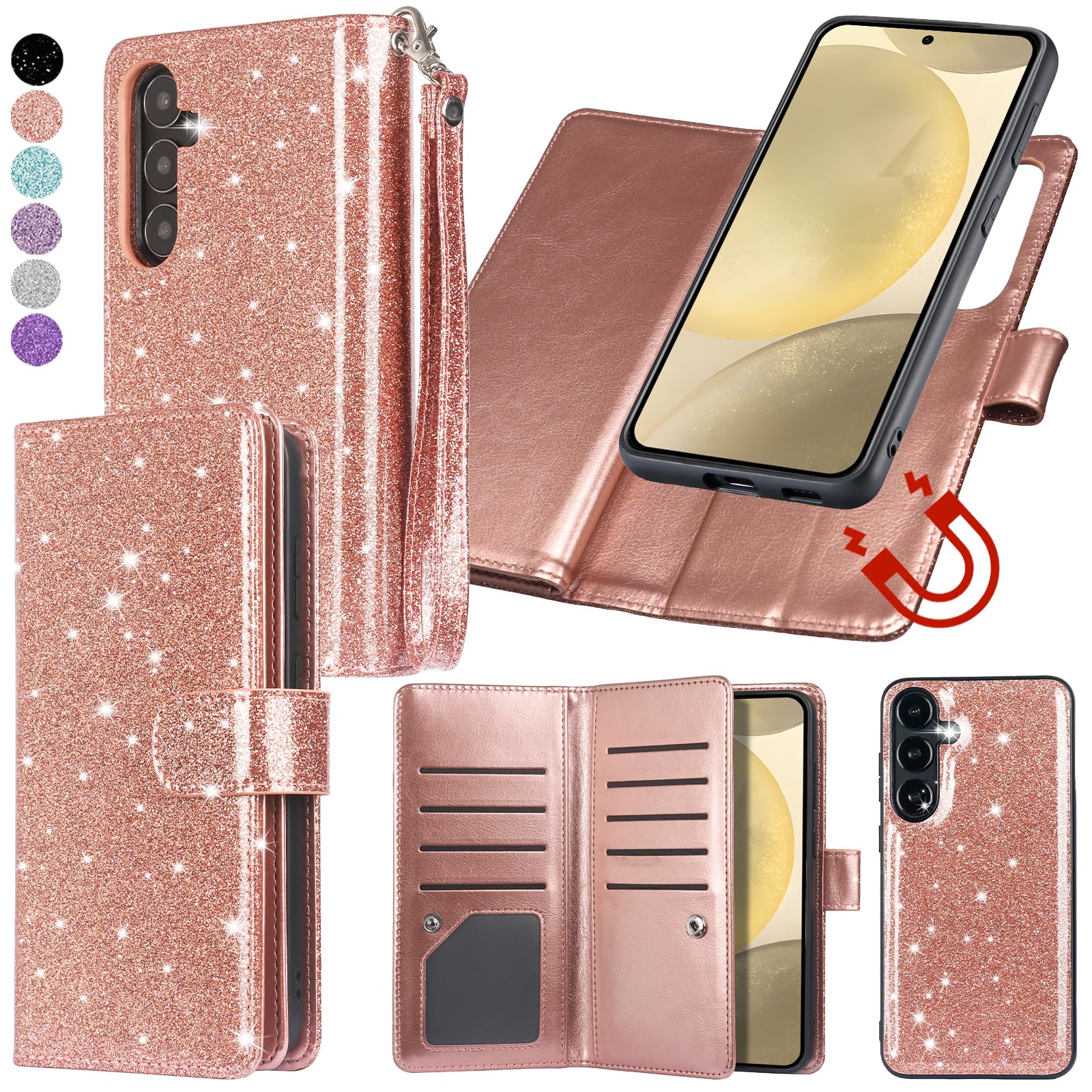 Amazon.com: Varikke Compatible with Samsung Galaxy S24 Plus/S24+ Case, Detachable Magnetic Flip ...