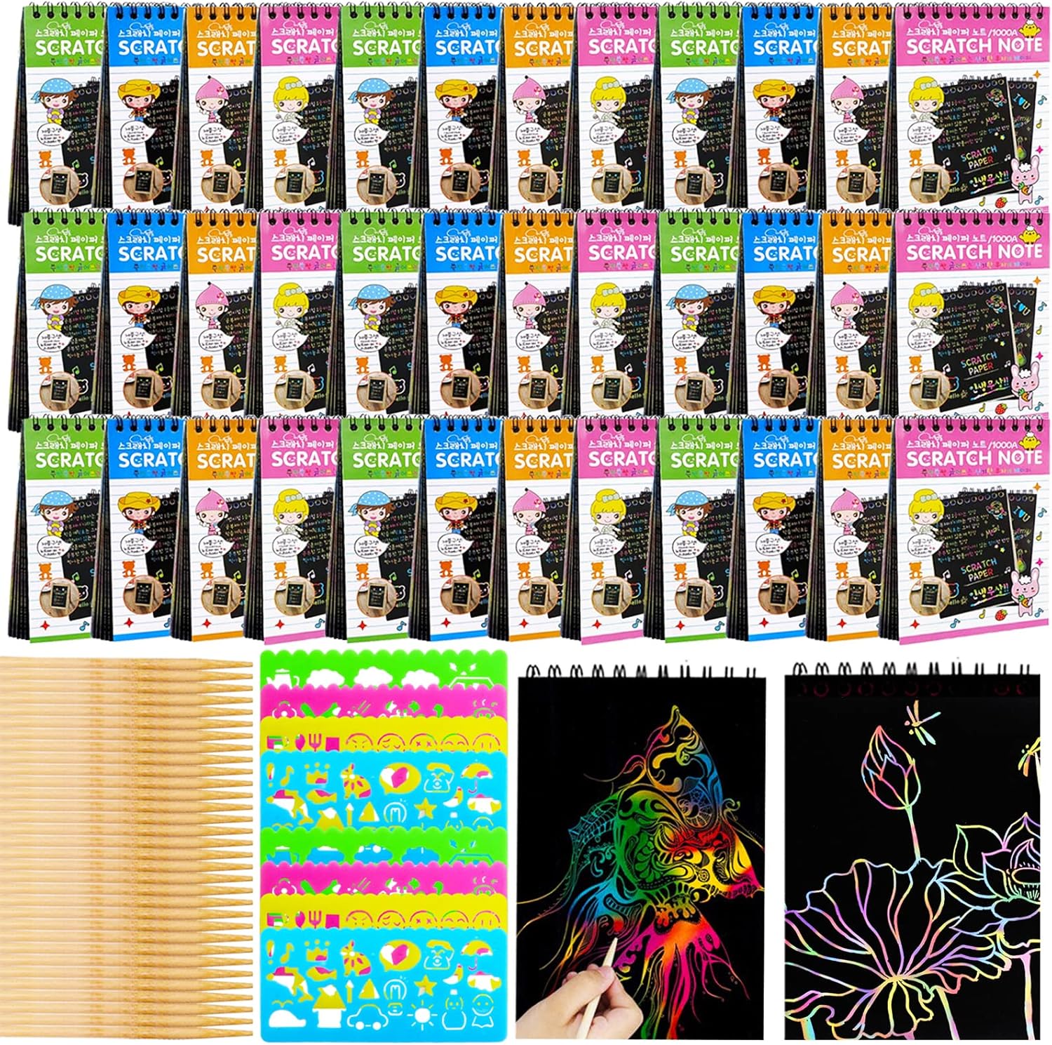 Amazon.com: 36 Pack Rainbow Scratch Arts Notebooks,Scratch Note Pads ...
