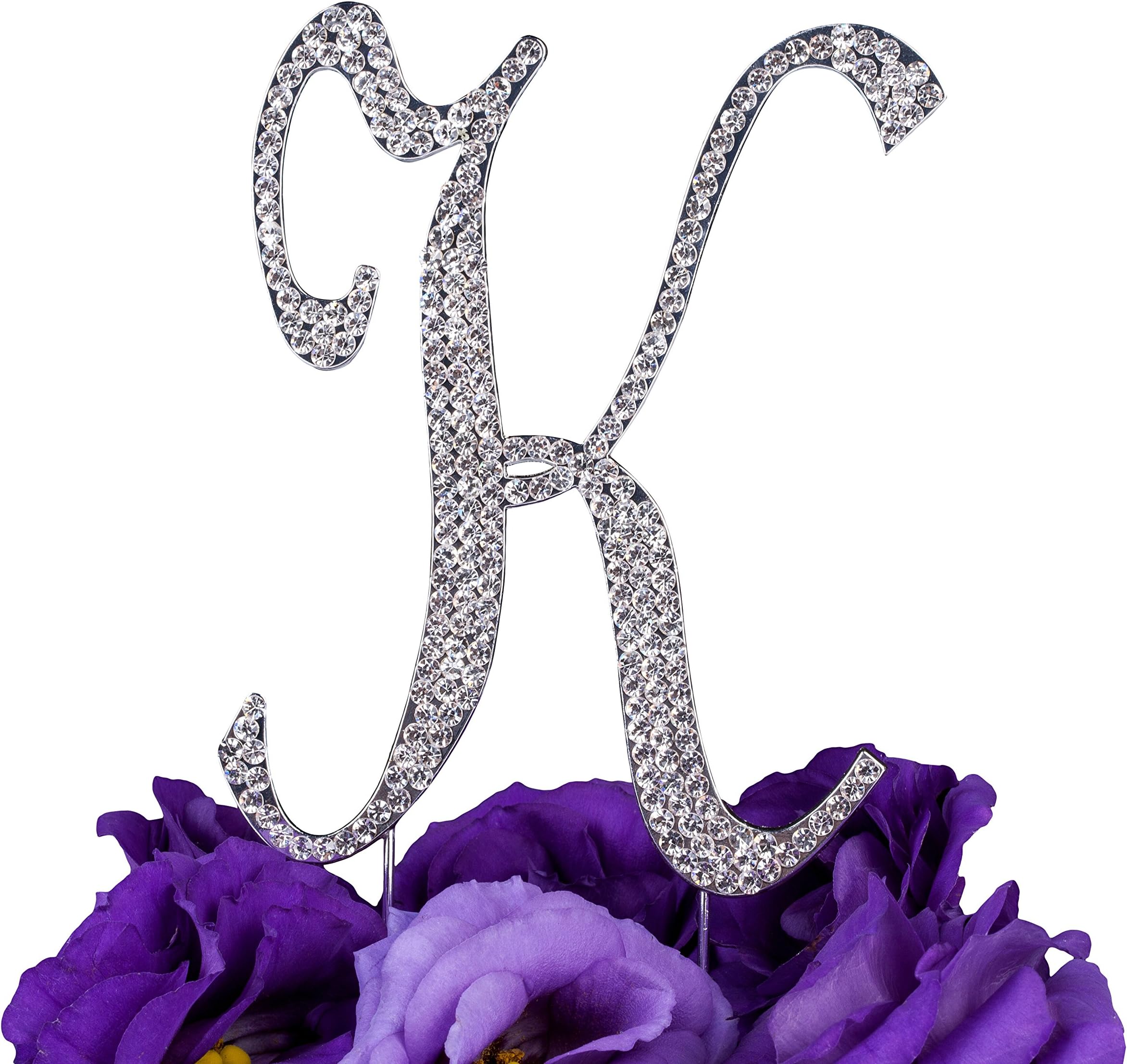Amazon.com: Mega Crafts Sparkly Gold Rhinestone Letter K Cake Topper ...