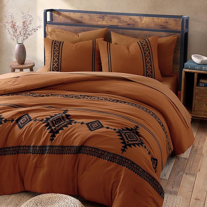 Amazon.com: MAIREVE Burnt Orange Comforter King Size - 7 Piece ...