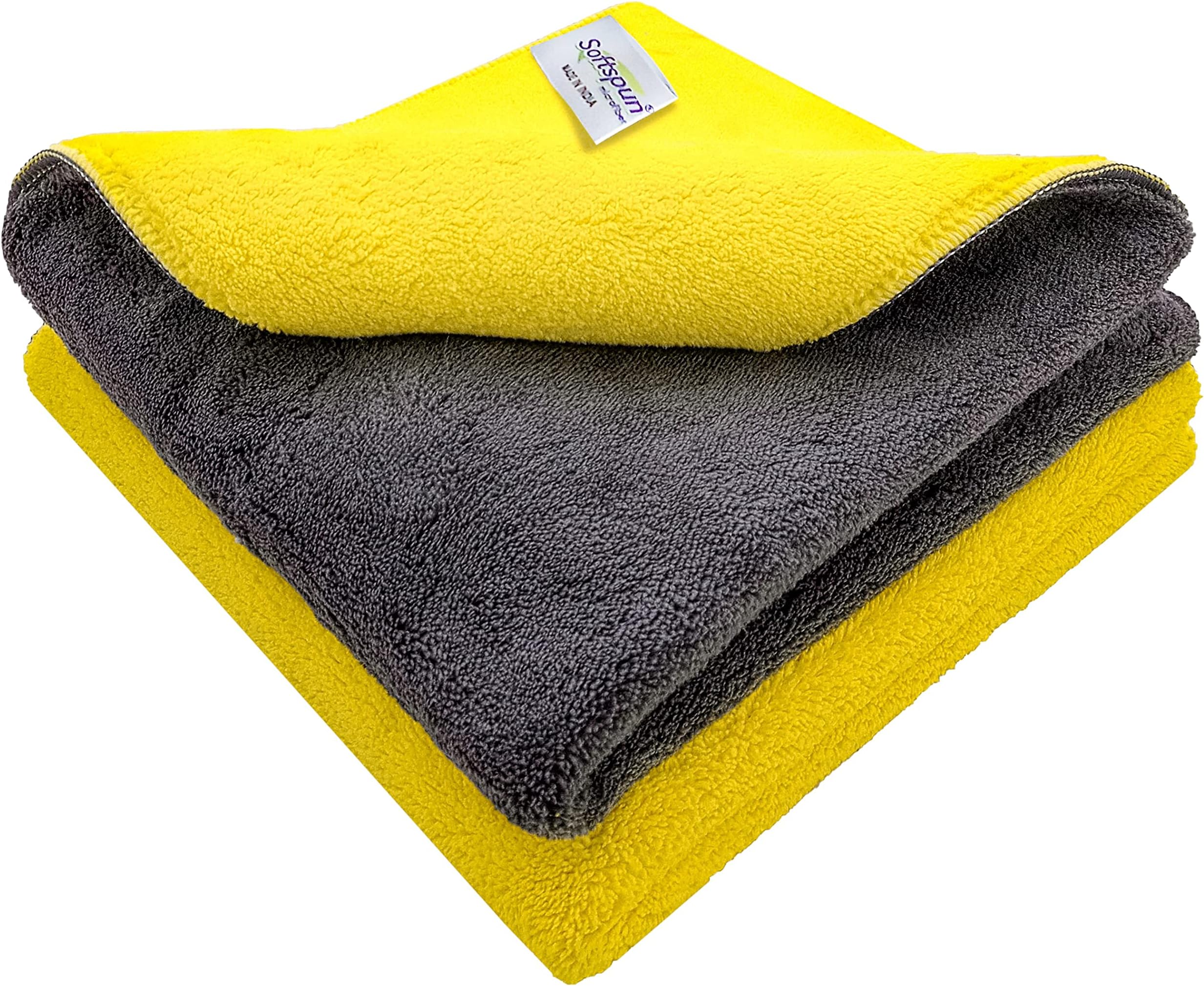 SOFTSPUN 900 GSM, Microfiber Double Layered Cloth 40x40 Cms 2 Piece ...