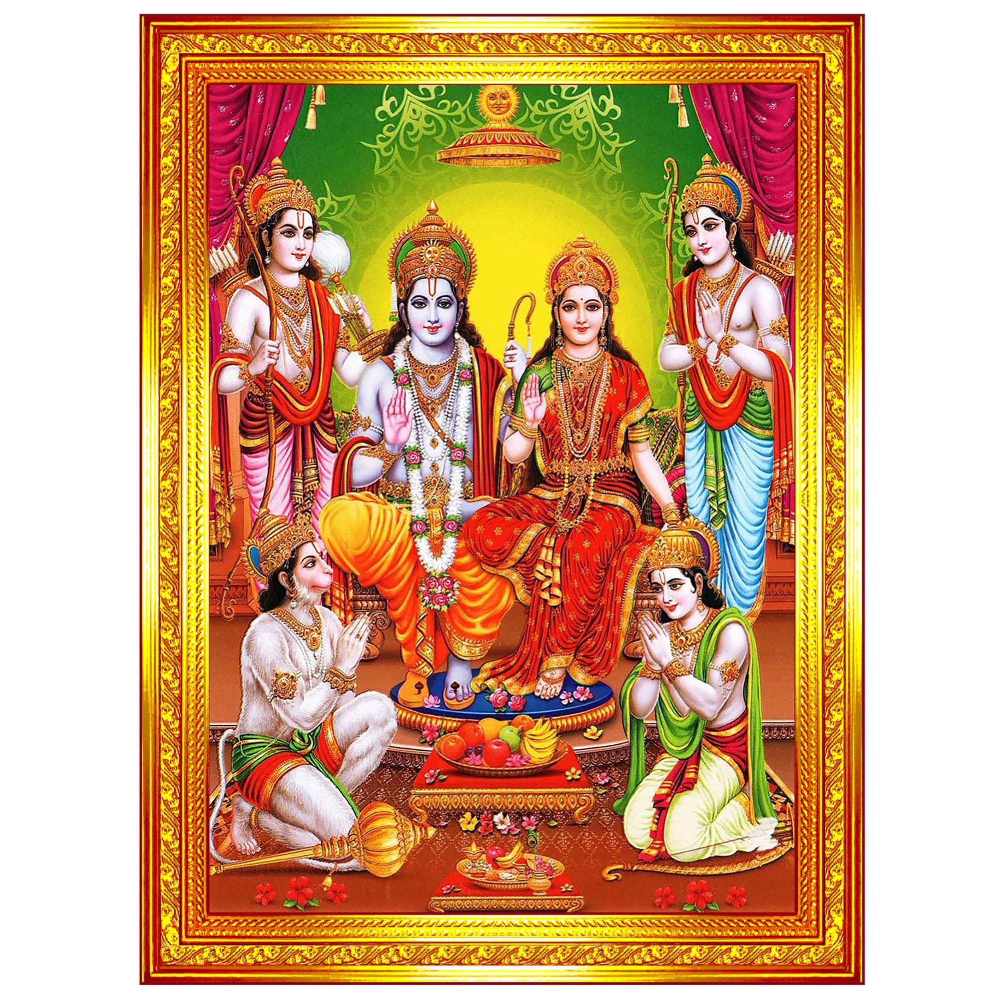 Buy Pavan Photo Laminations Ram Darbar Lord Shri Rama Sita Parivar ...