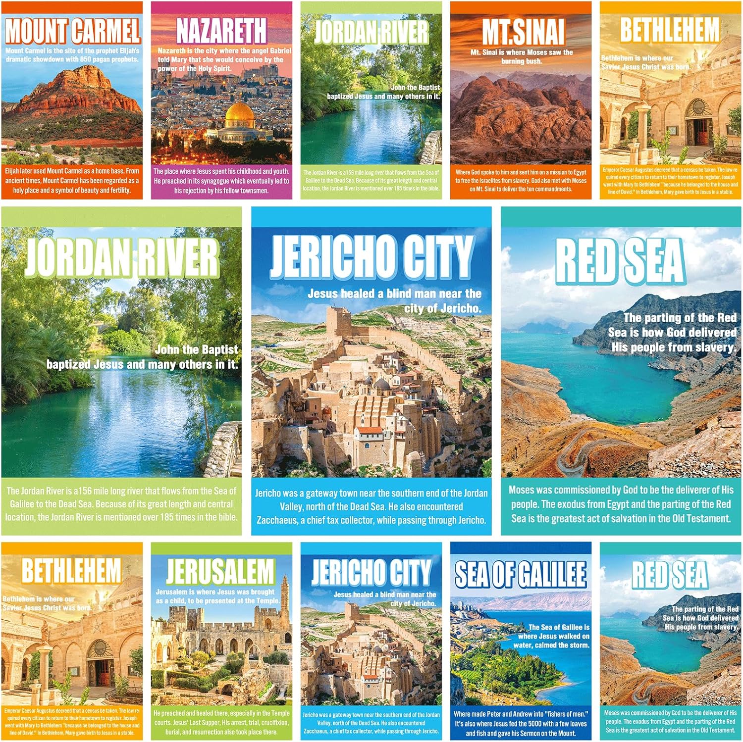 Amazon.com: gisgfim 9 Pcs Bible Story Map Posters Bible Christian ...