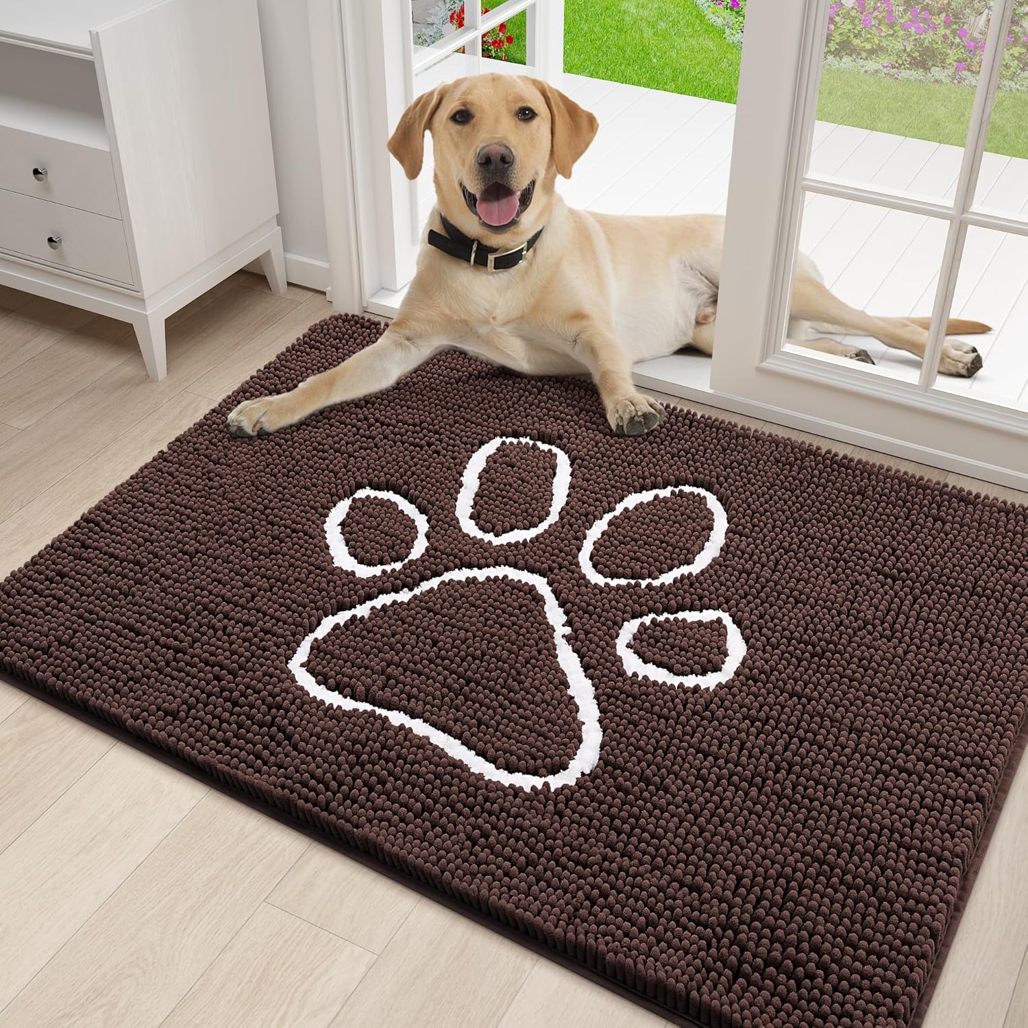 Amazon.com: Smiry Dog Door Mat for Muddy Paws, Absorbent Dirt Trapper ...