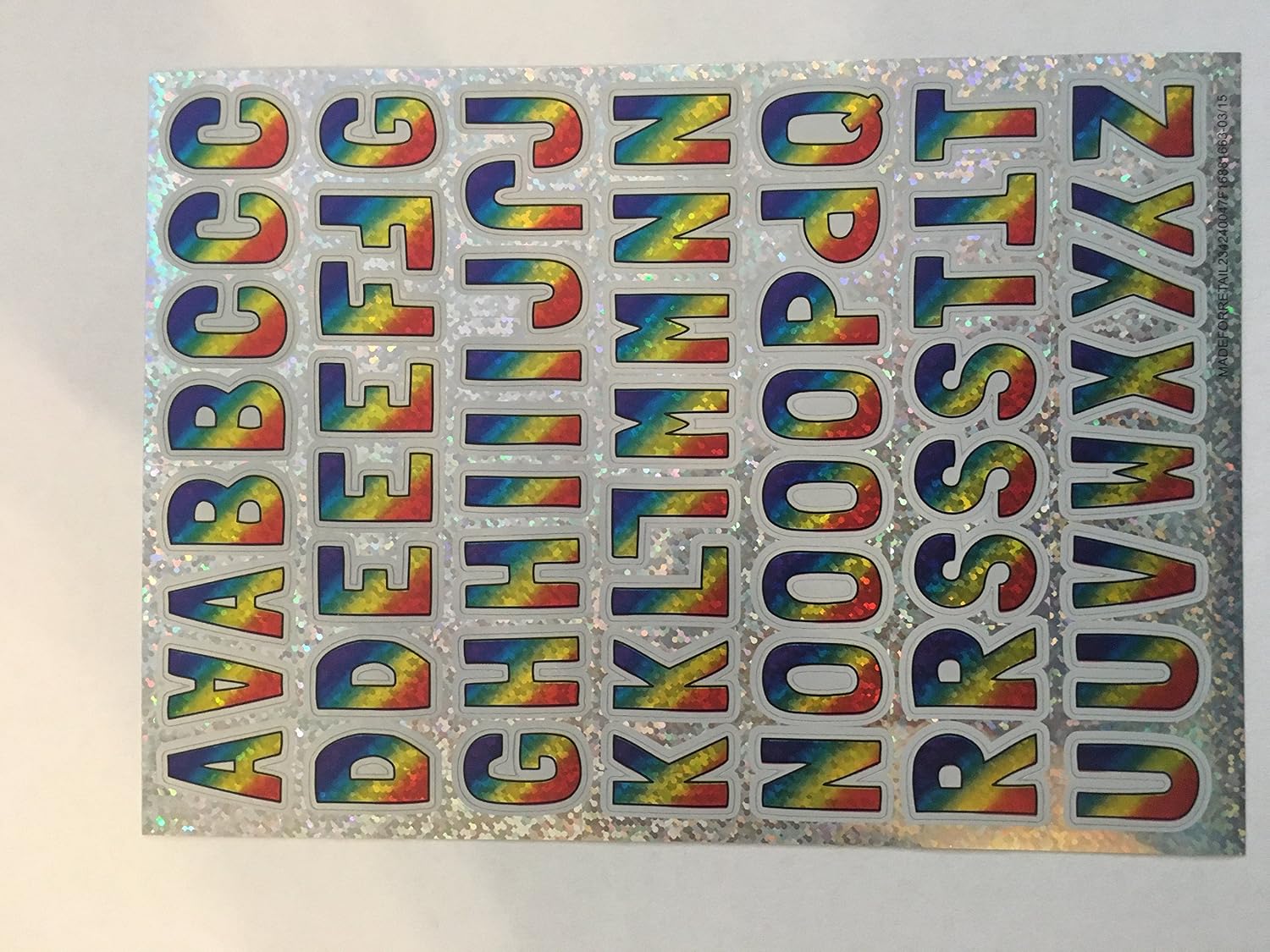 Amazon.com: Glitter Rainbow Block Letter Stickers (2 Sheets) : Arts ...