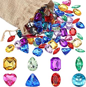 Amazon.com: 100 Pieces Toy Gems Pirate Treasure Jewels Fake Acrylic ...
