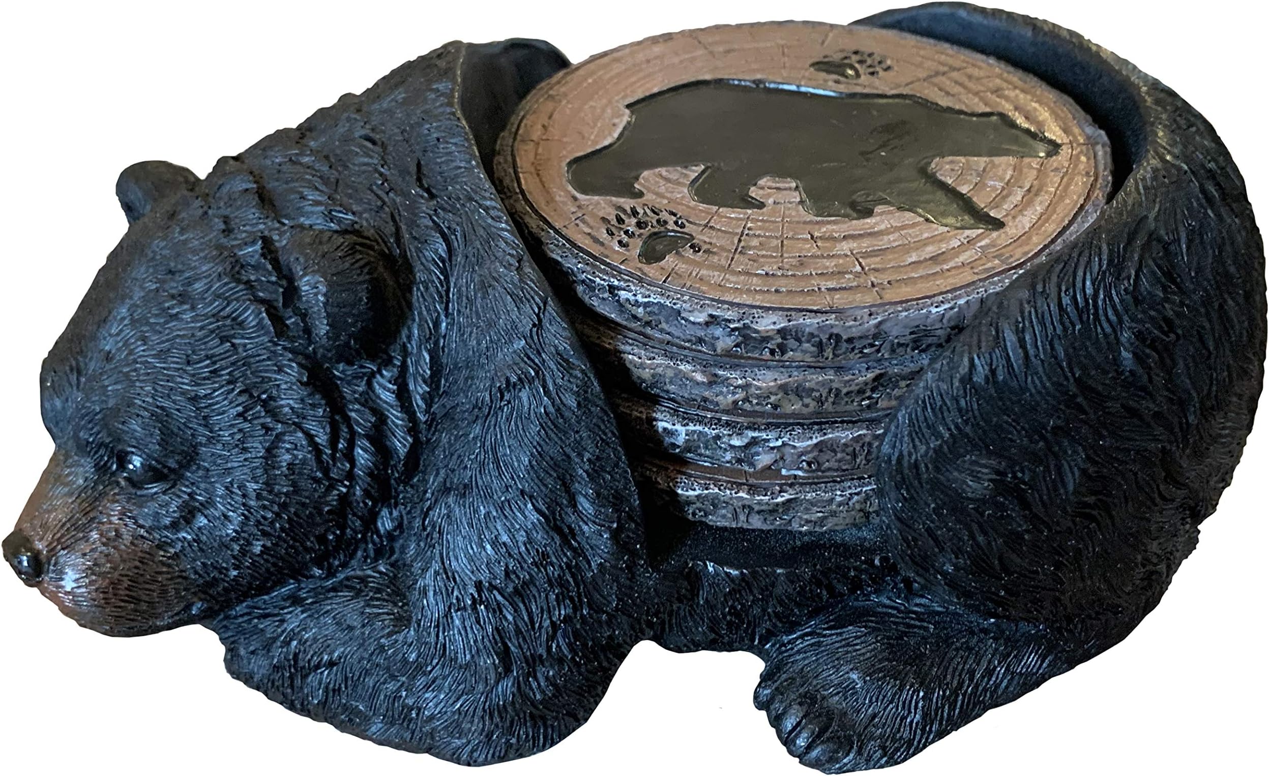 Amazon.com: BestGiftEver Sleeping Black Bear Coaster Set with Holder ...