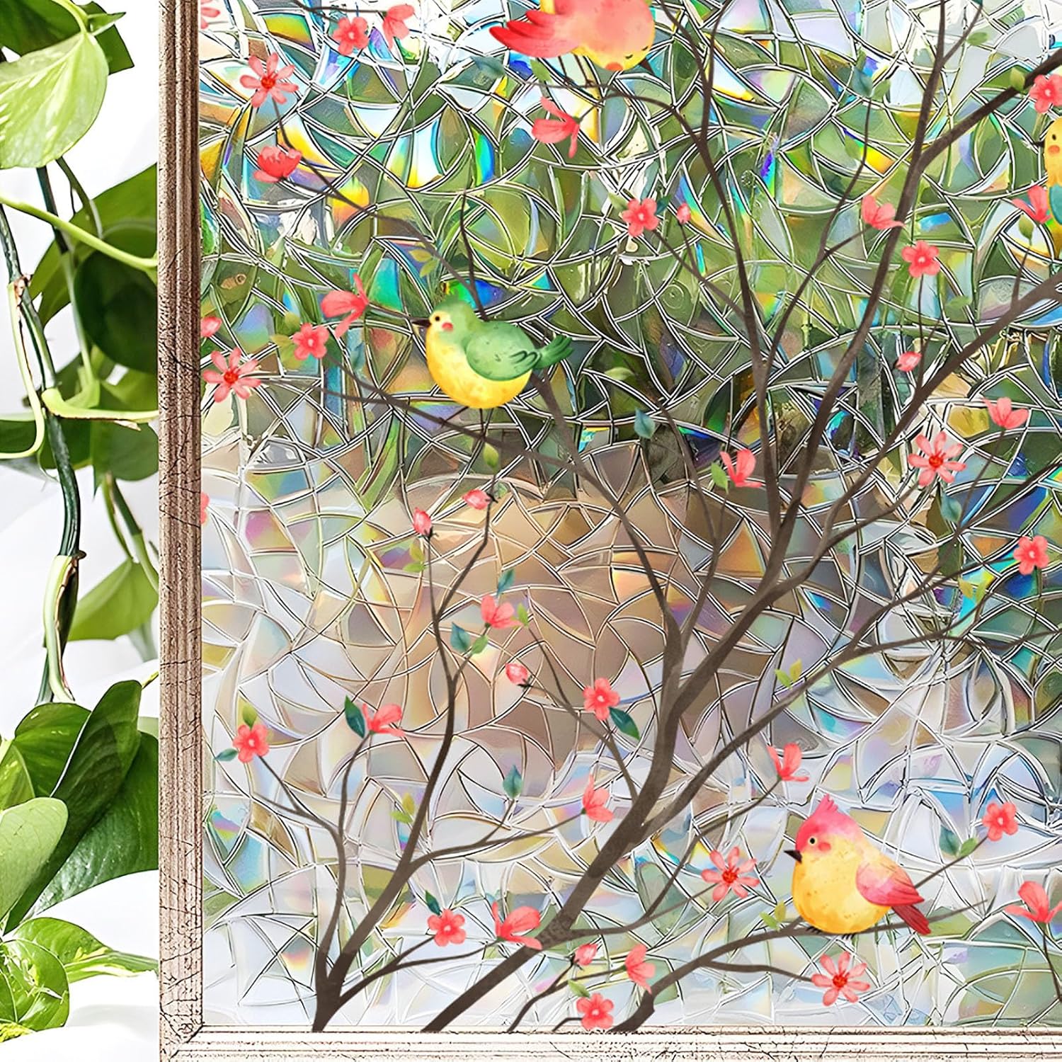 Amazon.com: Colorful Bird and Flower Decorative Window Stickers - 16 X ...