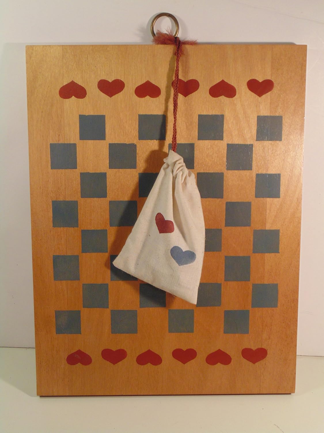 Amazon.com: Vintage Wooden Hanging Checker Board with Heart Shaped Checkers