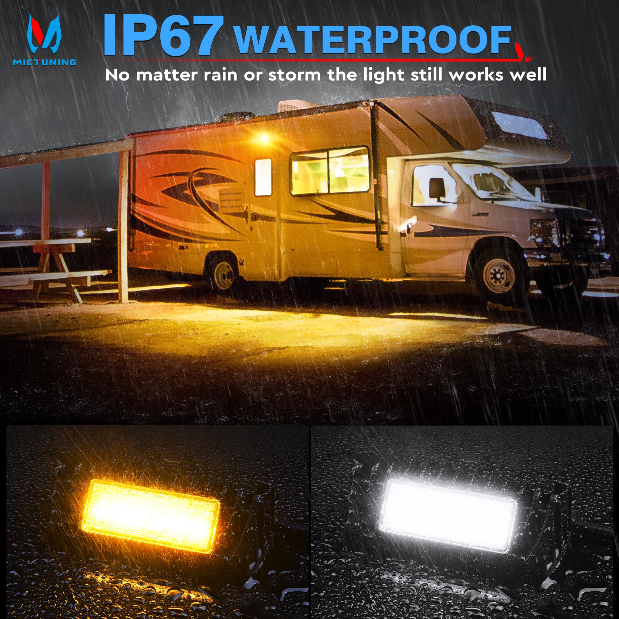 Snapklik.com : MICTUNING RV Exterior LED Porch Utility Amber/White ...