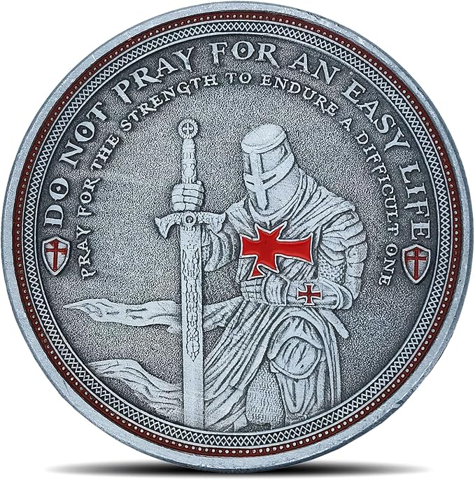 Amazon.com: Christian Warrior Challenge Coins Knights Templar Red Cross ...