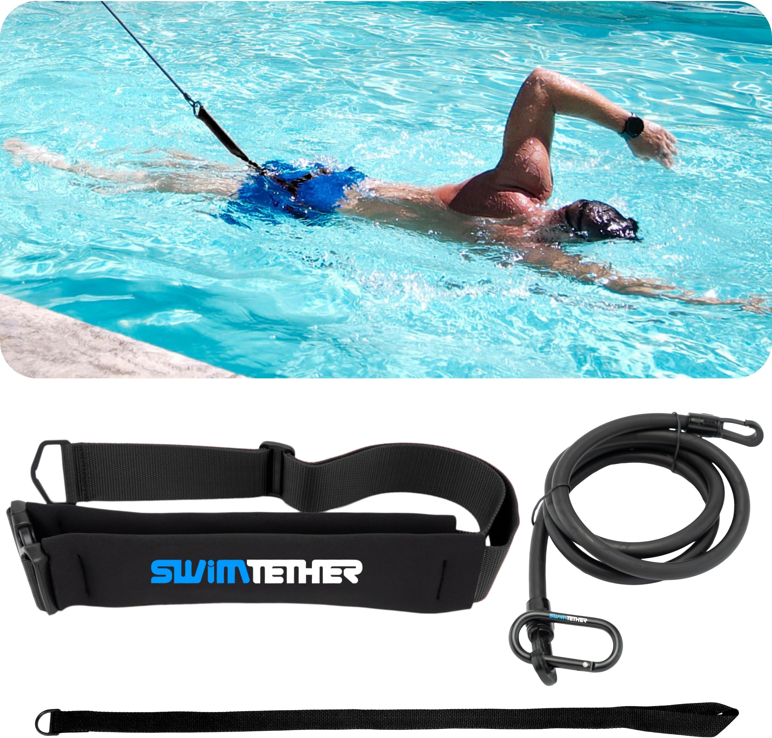 Premium Stationary Swim Bungee Training Belt/Swim Sports Resistance ...
