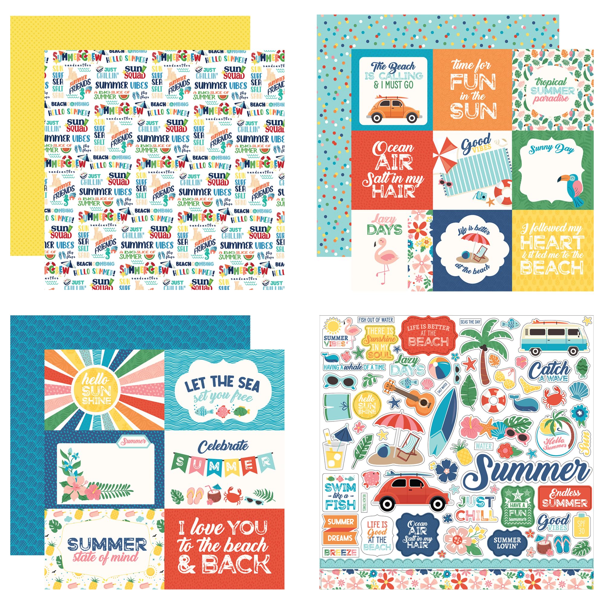 Snapklik.com : Trendzeen Summer Scrapbook Paper & Stickers Kit - Beach ...