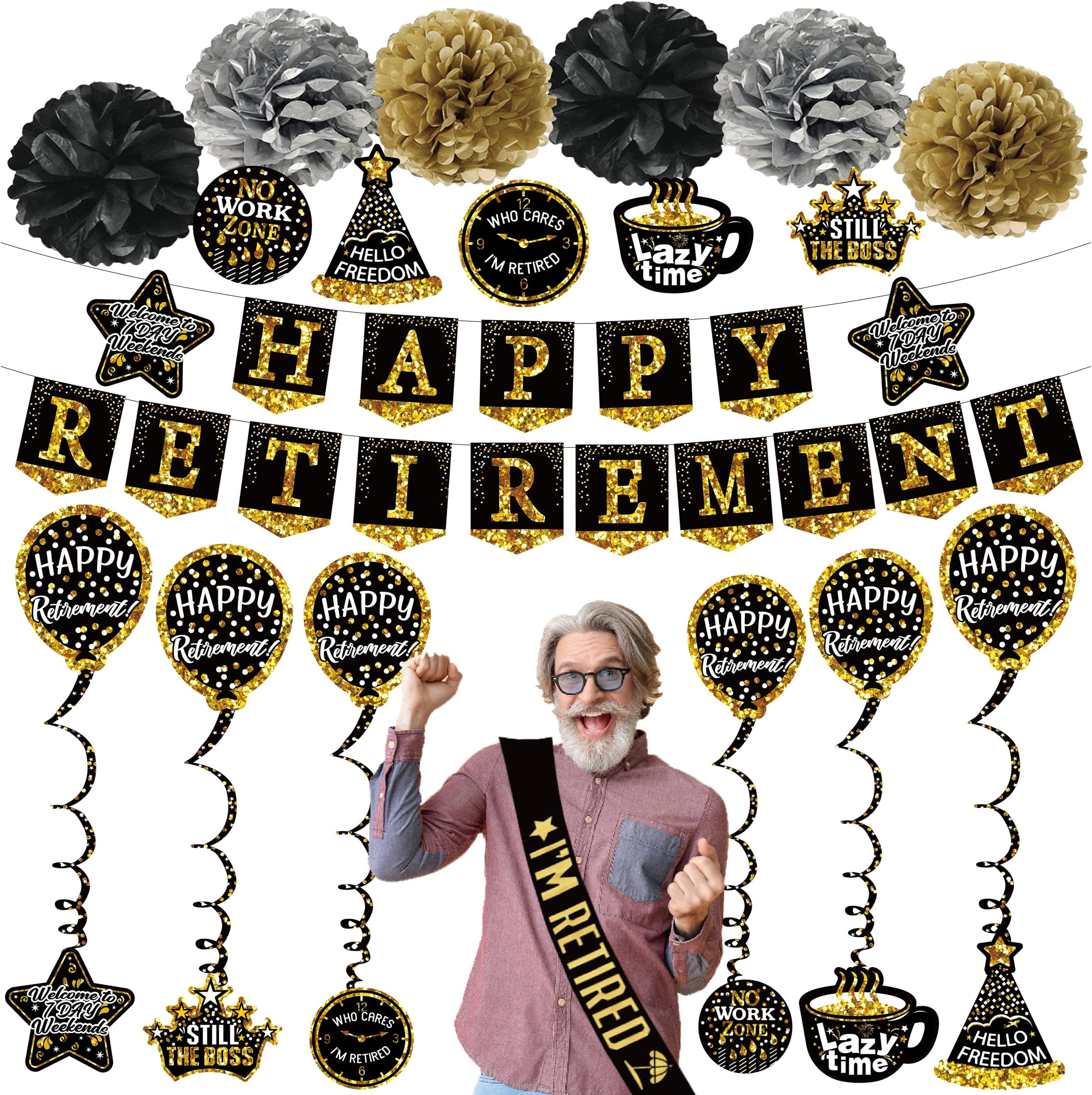Amazon.com: 56 Pieces Happy Retirement Party Decorations Decorations ...