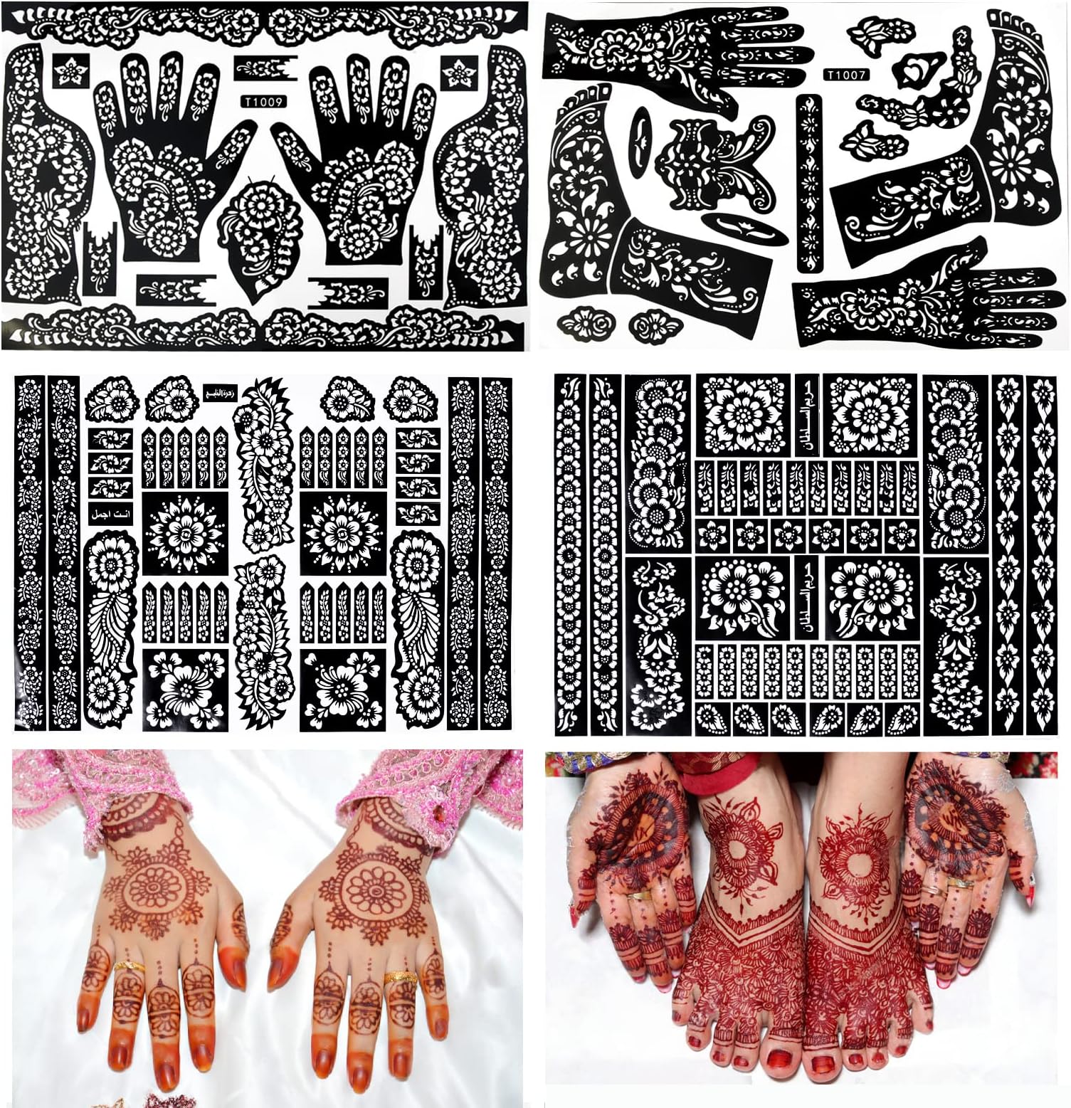 Amazon.com : Henna tattoo kit,Indian Temporary Tattoo Stencils Glitter ...