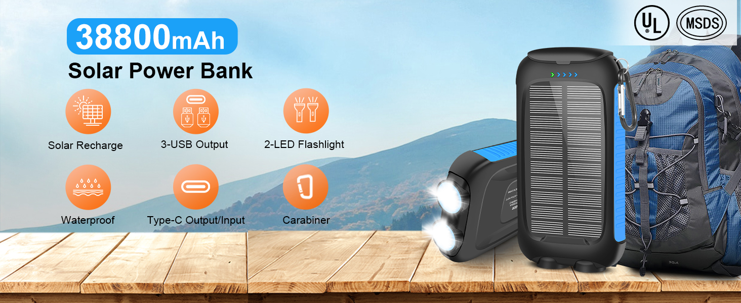 Watch Solar Charger Power Bank 38800mAh Portable Phone Charger on ...