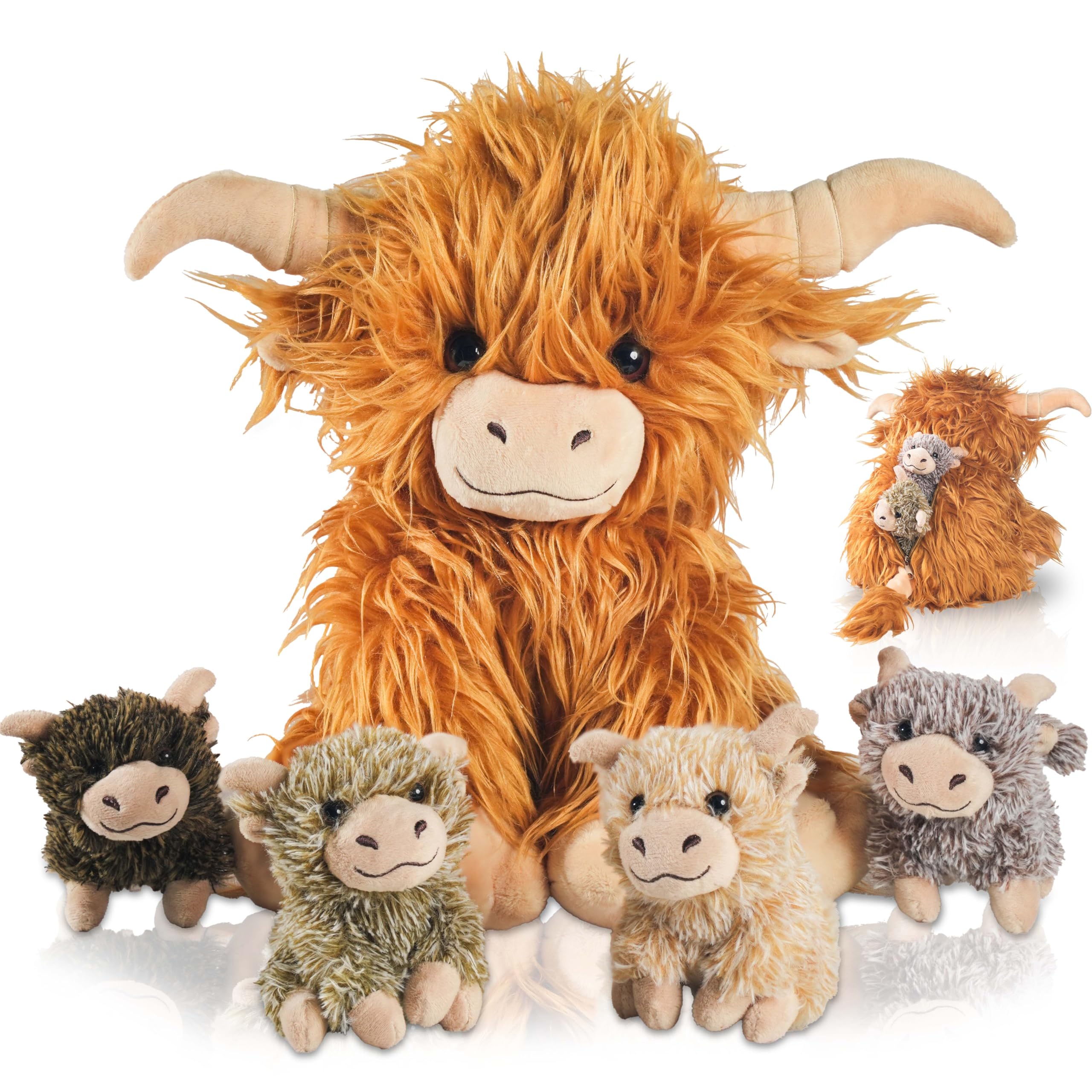 Amazon.com: XYHQYB 5 Pcs Highland Cow Stuffed Animal, Highland Cow ...