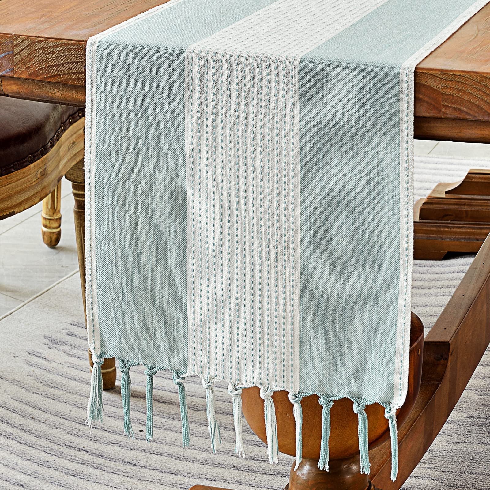 Amazon.com: Wracra Linen Table Runner, Farmhouse Macrame Table Runners ...