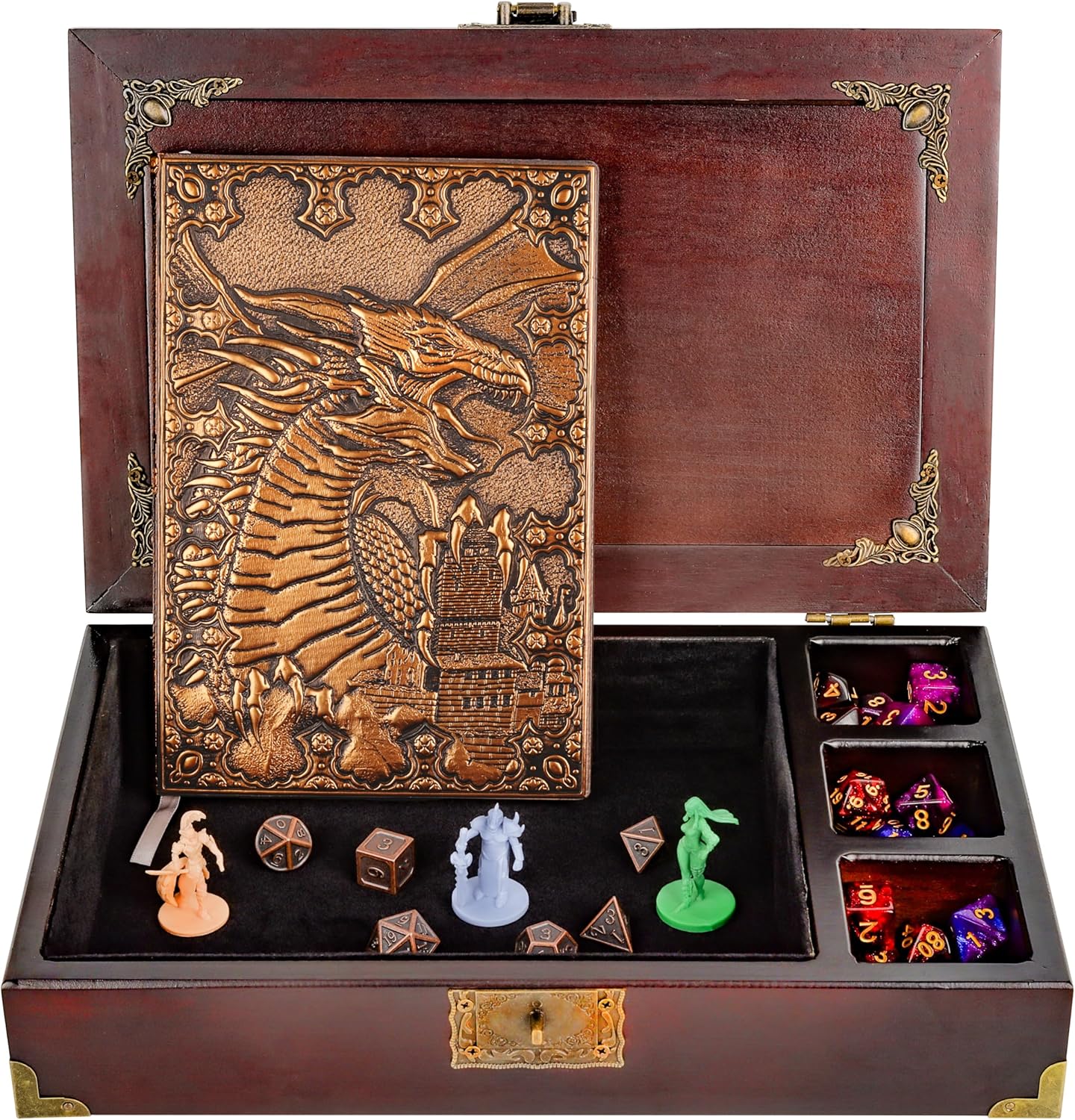 Amazon.com: HORNATE DND dice tray starter set 3 in 1 - dnd dice box with metal dice set d&d ...