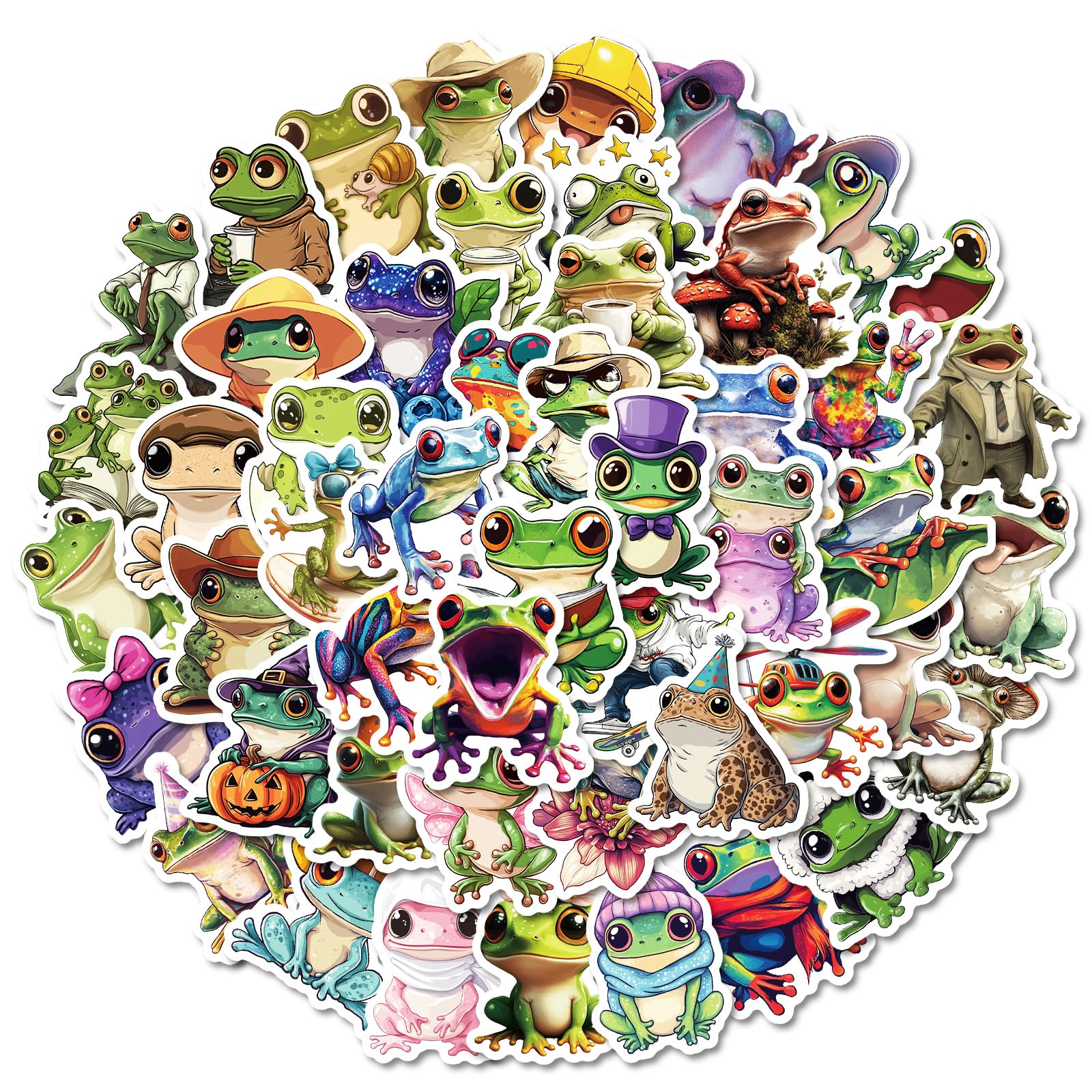 Amazon.com: Cute Frog Stickers 50Pcs, Waterproof Vinyl Decals Animals ...