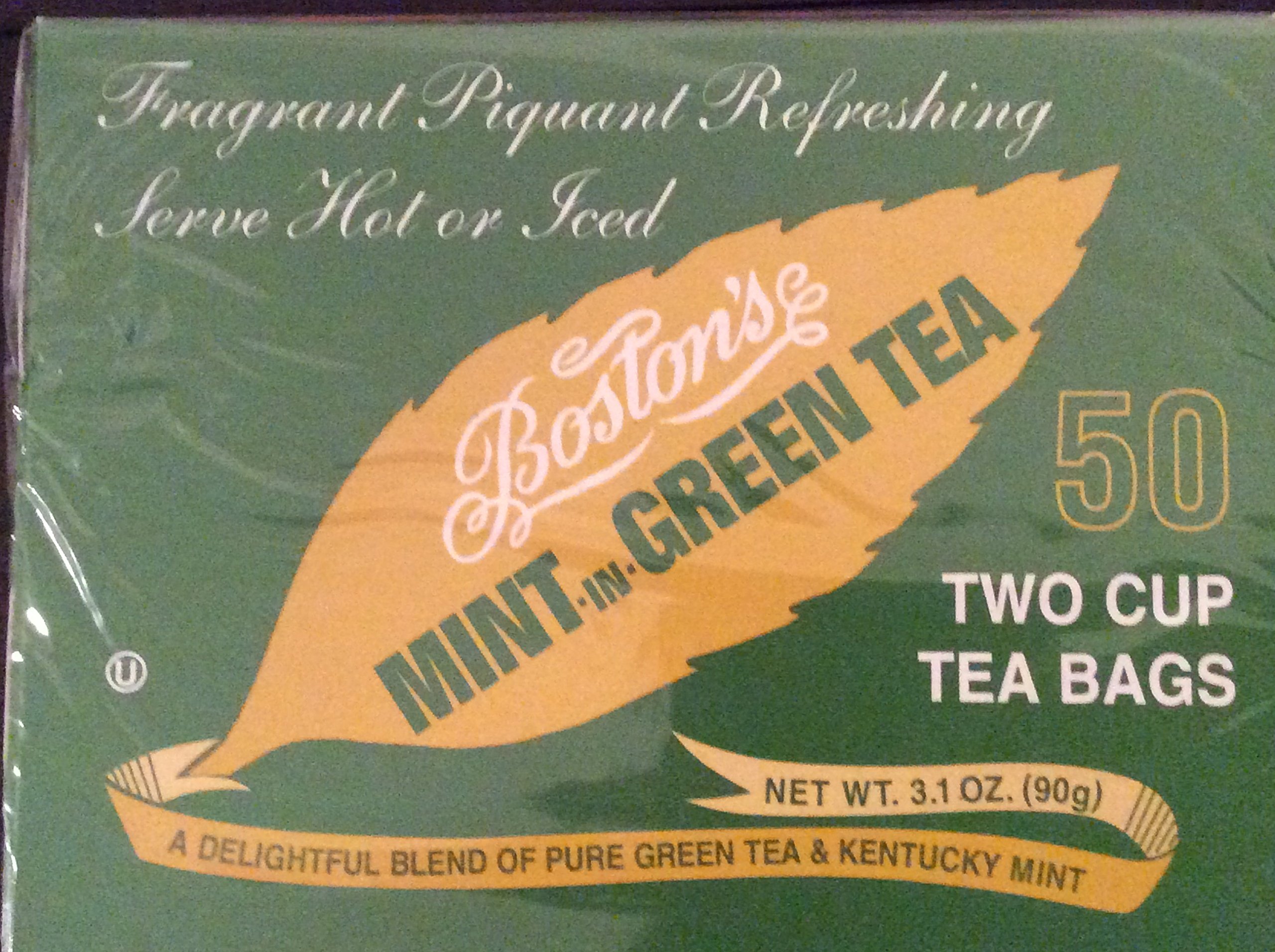 Amazon.com : Boston's Mint-in-Green Tea, 50 Two Cup Tea Bags (Pack of 2 ...