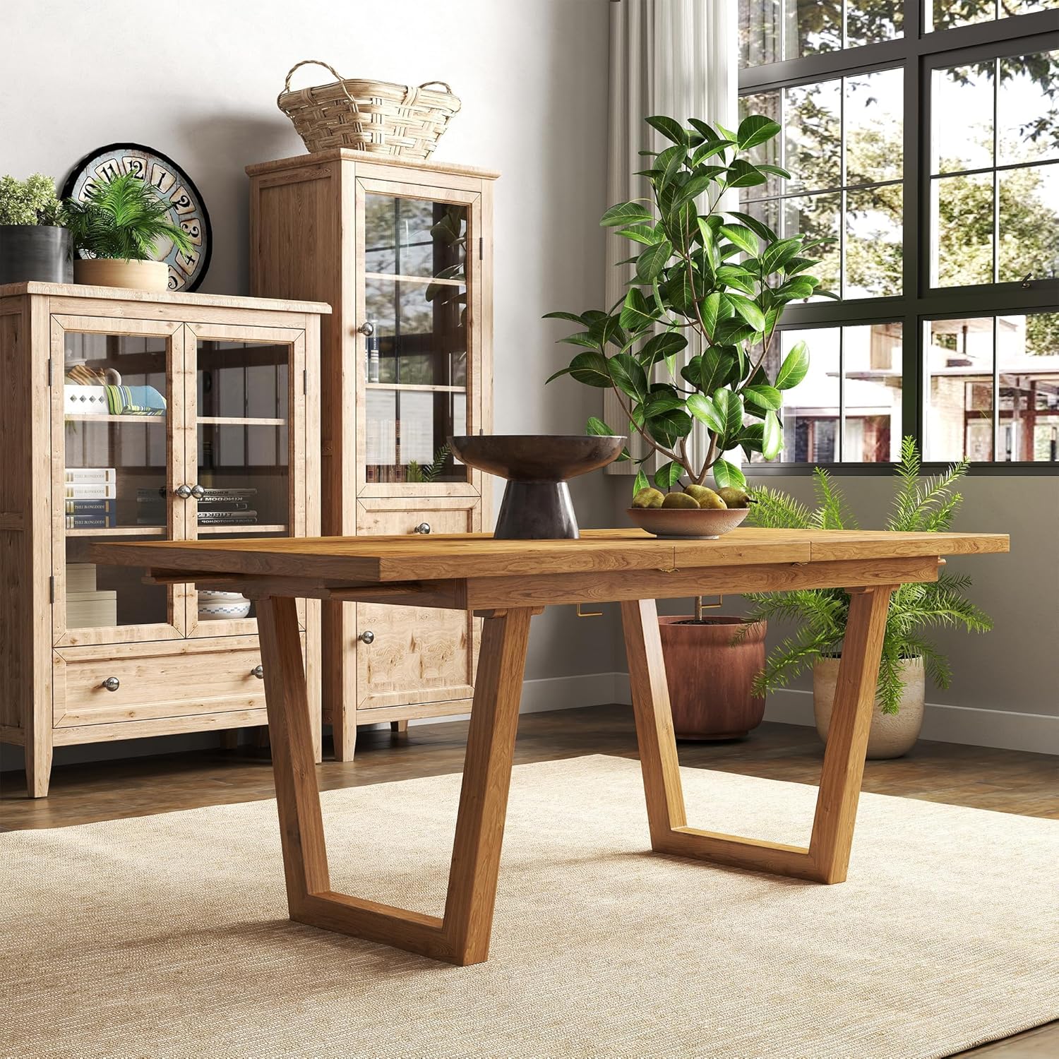 Amazon.com - LZAREAL Farmhouse Dining Table for 6 8, 55"-70.75 ...