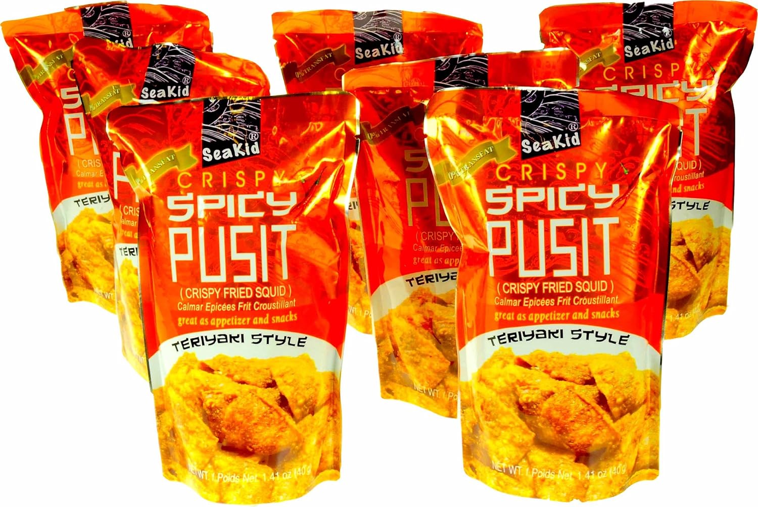 Amazon.com: Seakid Crispy Spicy Pusit Crispy Fried Squid 40gms (Pack of ...