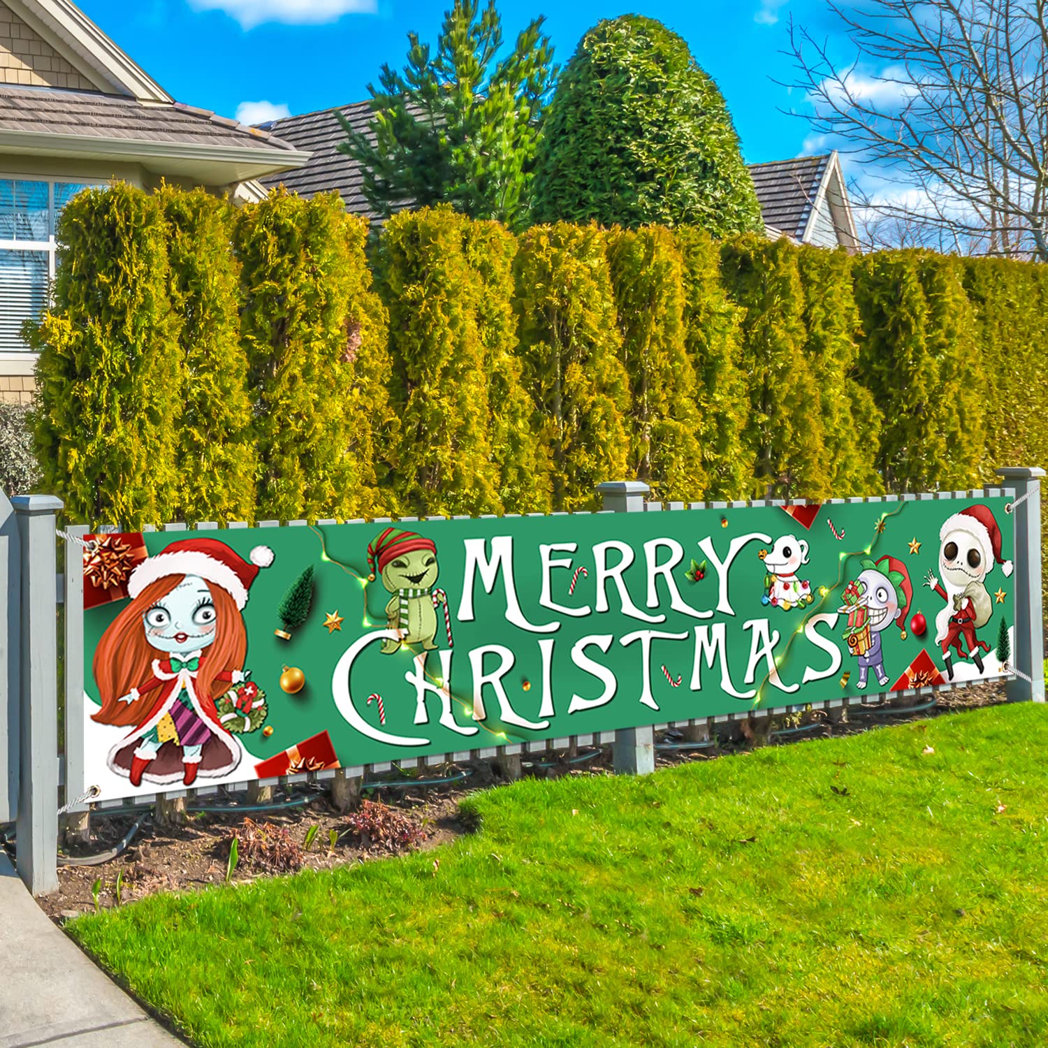 Amazon.com : Nightmare Before Christmas Banner Large Jack Skellington ...