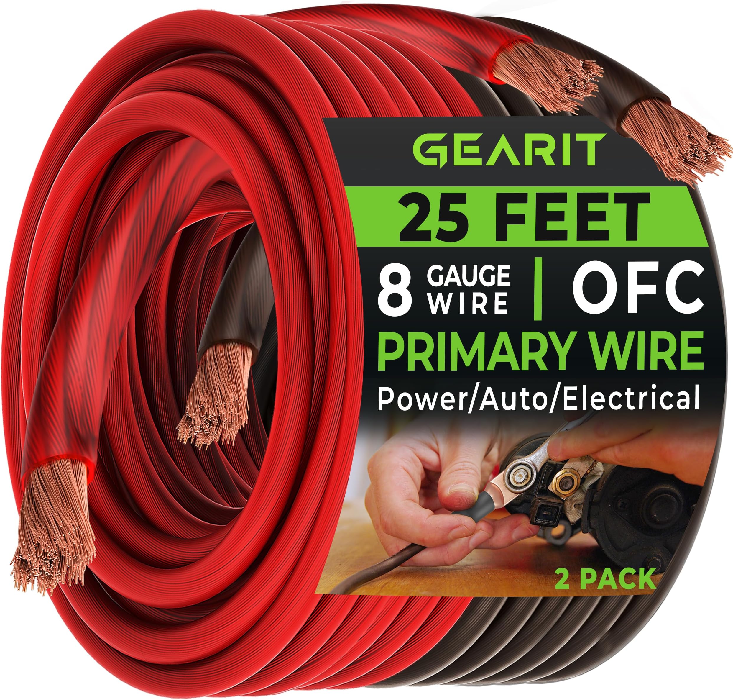 Amazon.com: Rockville R8G6B 6' Foot 8 Gauge Black Car Amp Power/Ground ...