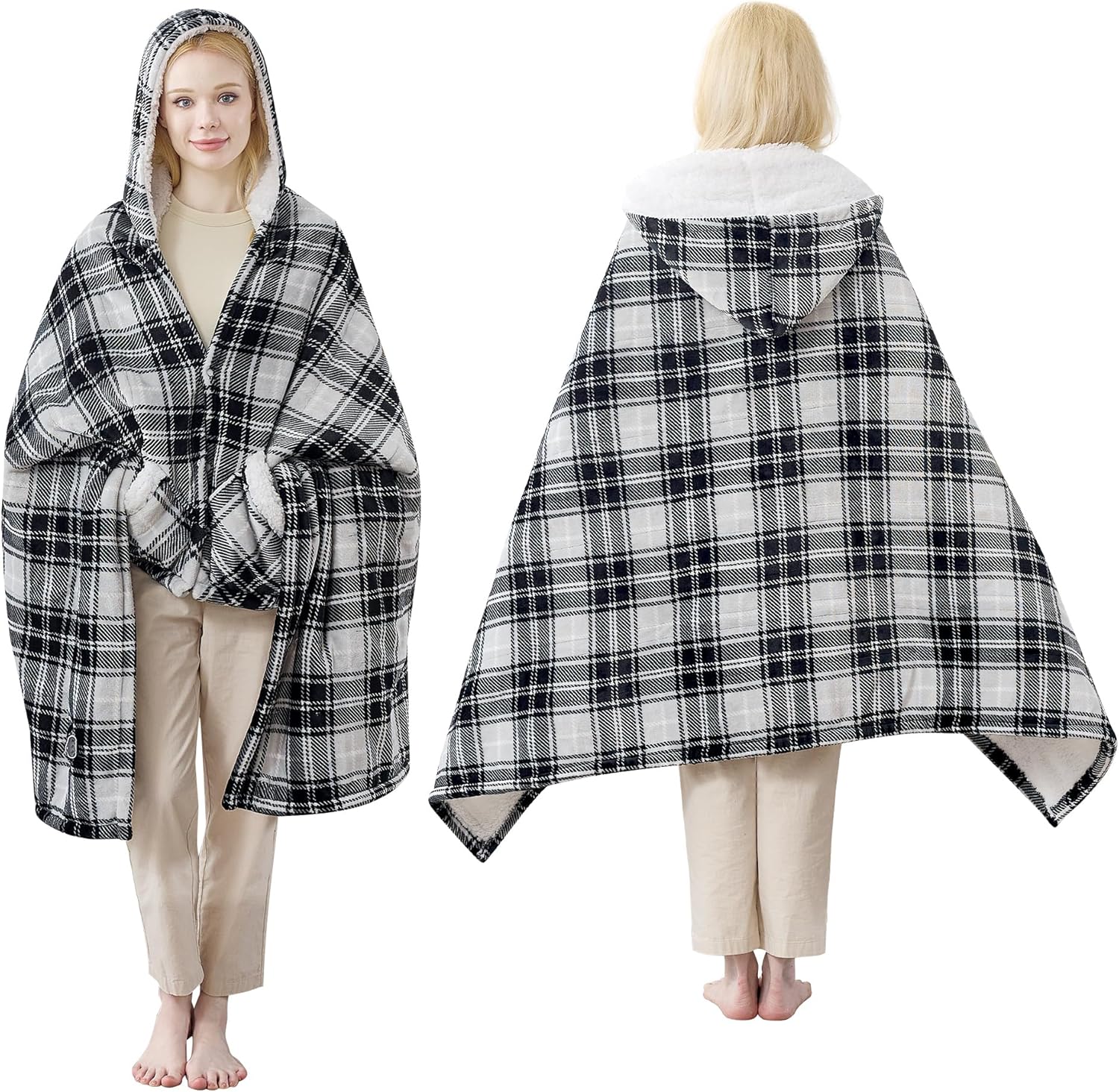 Amazon.com: PTQ Electric Blanket Wearable Heated Shawl with Hood ...